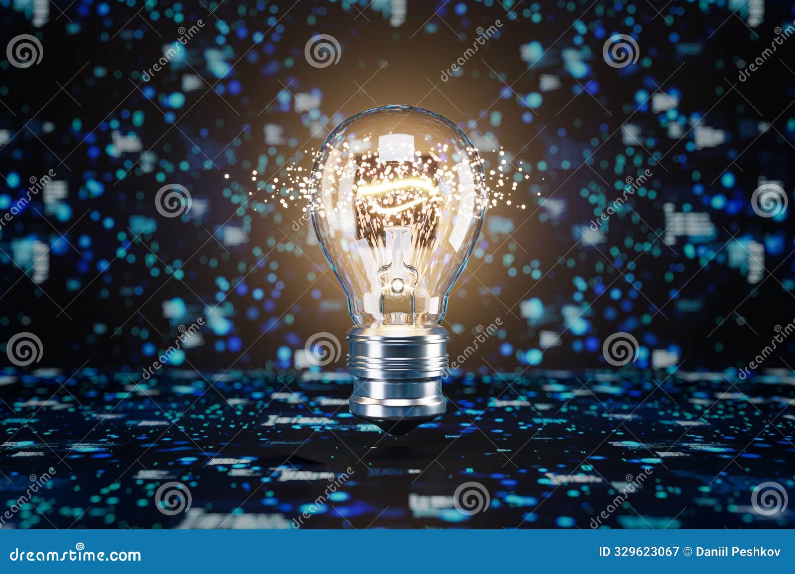 Creative Glowing Polygonal Map On Binary Code Background. Innovation ...