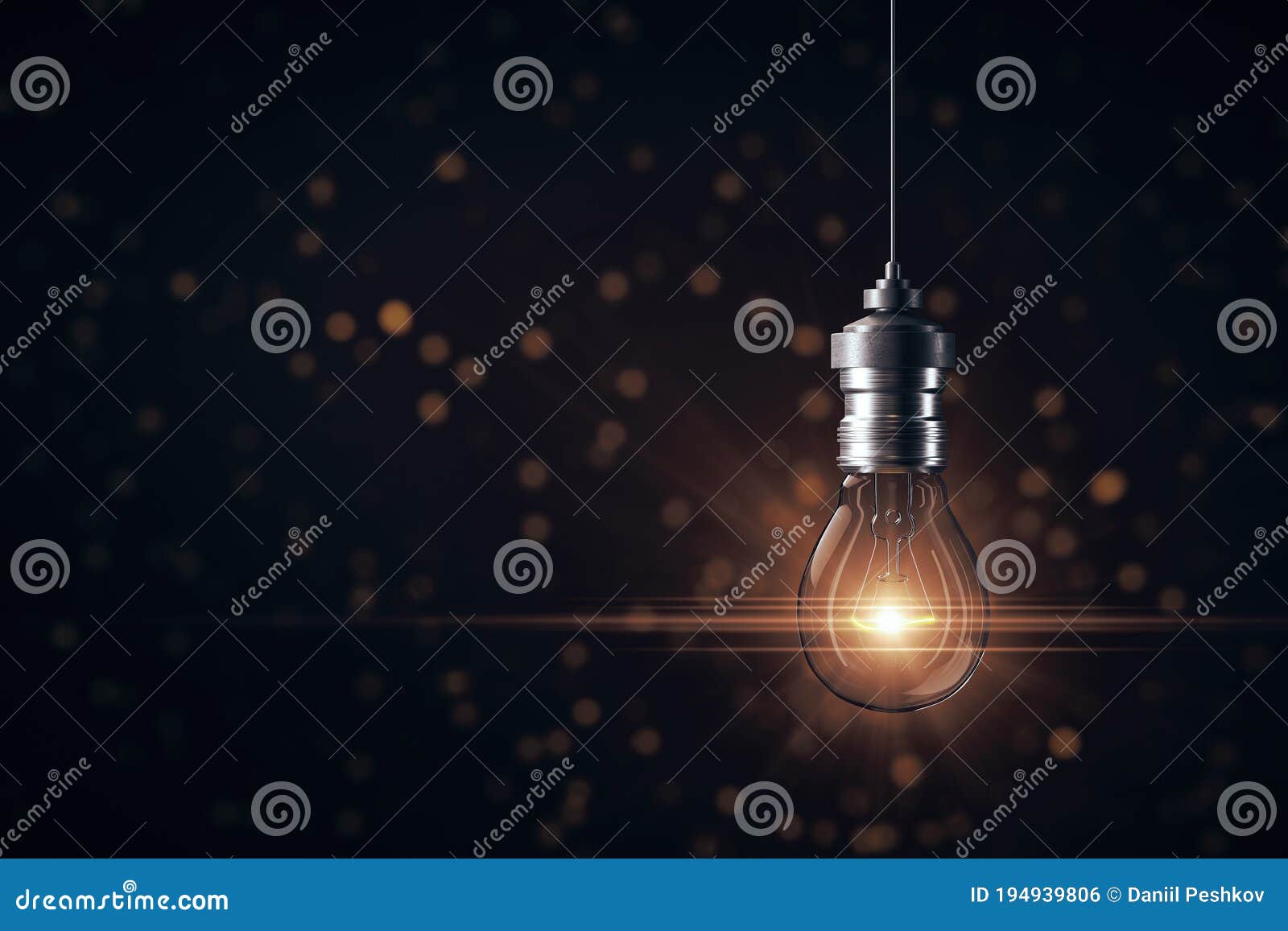 Creative Glowing Light Bulb on Gray Background Stock Illustration ...
