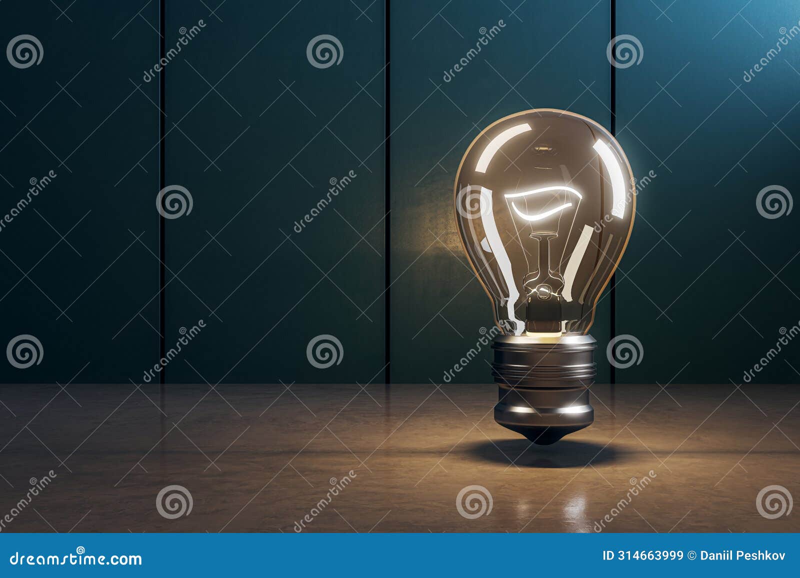 Creative Glowing Light Bulb in Interior with Mock Up Place on Wall ...