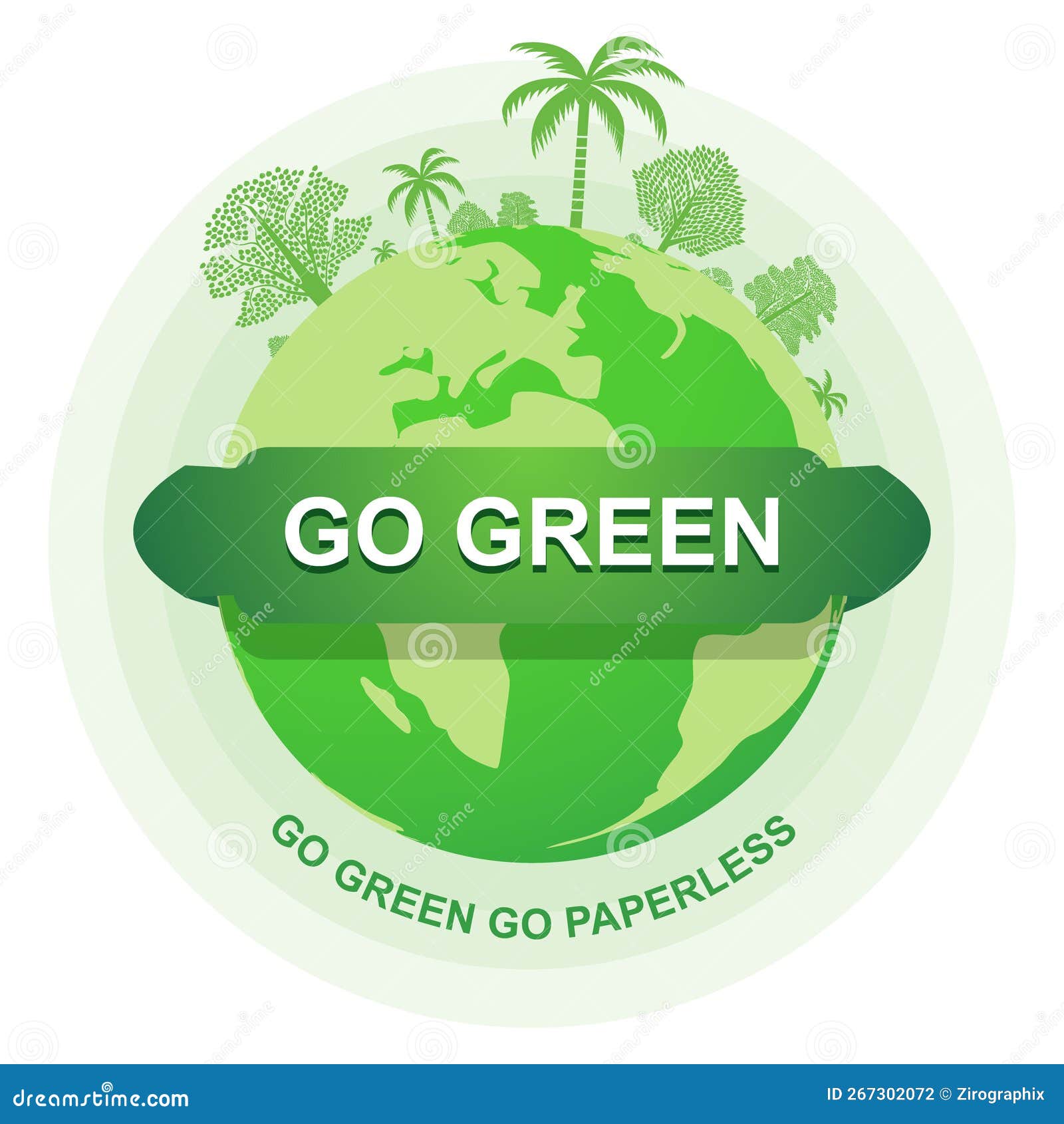 Creative Go Green Vector Art Illustration Stock Vector - Illustration ...
