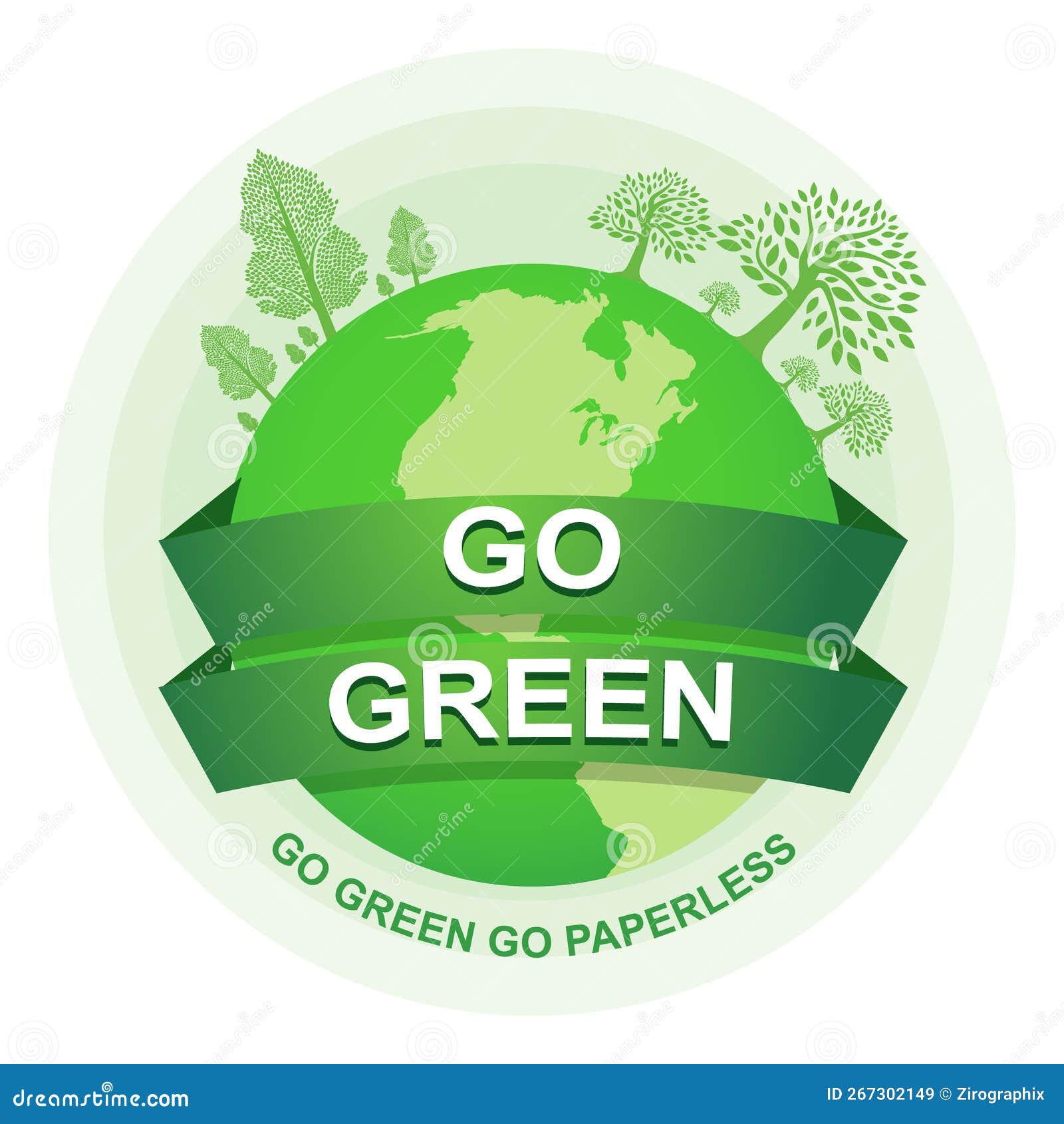 Creative Go Green Vector Art Illustration Stock Vector - Illustration ...
