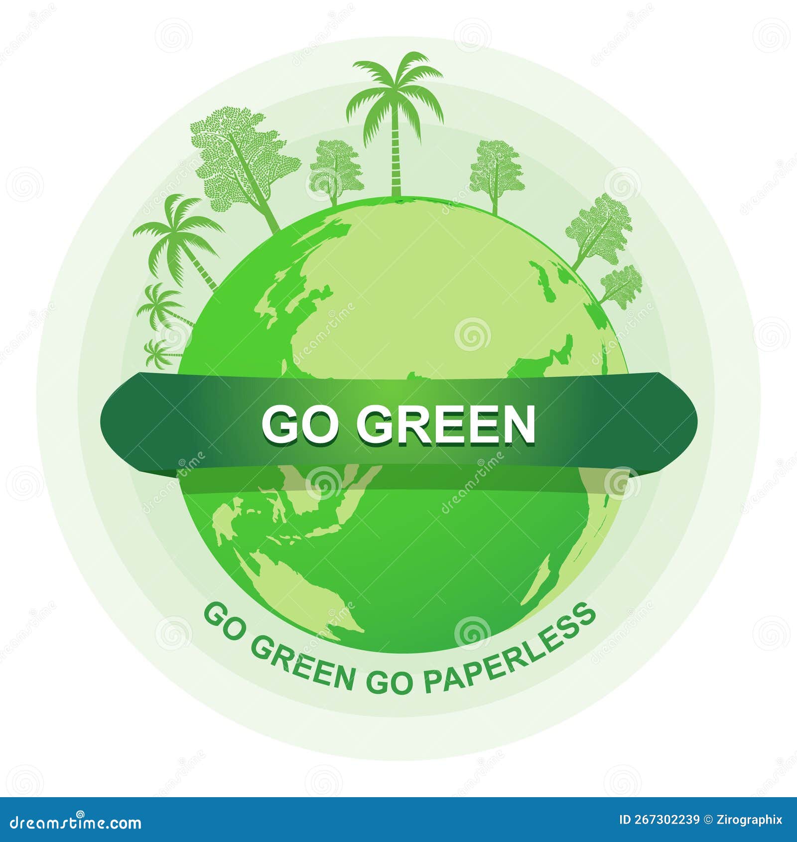 Creative Go Green Vector Art Illustration Stock Vector - Illustration ...