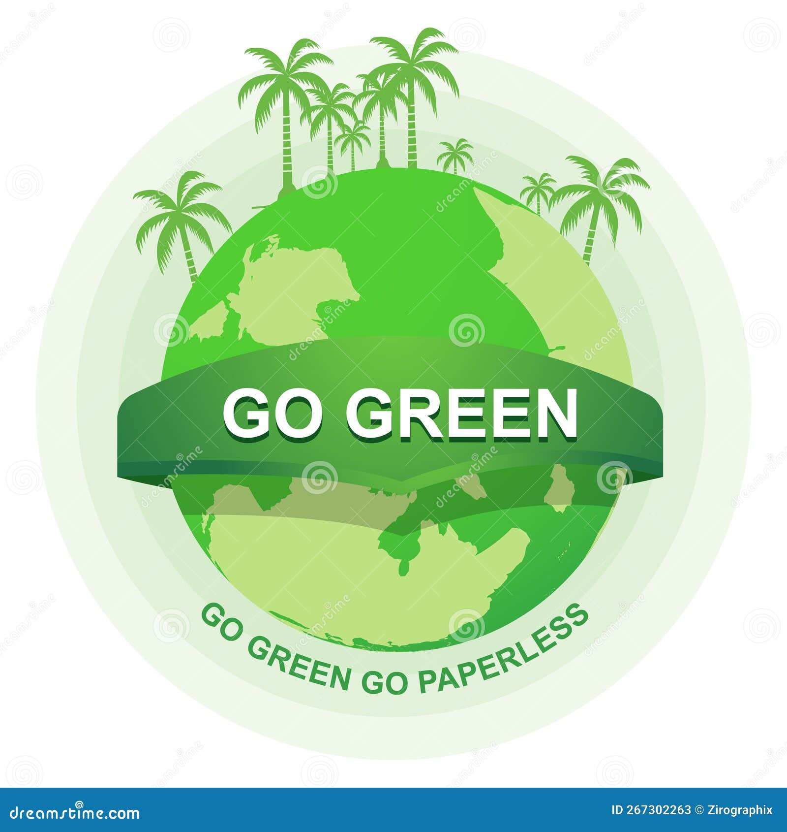 Creative Go Green Vector Art Illustration Stock Vector - Illustration ...