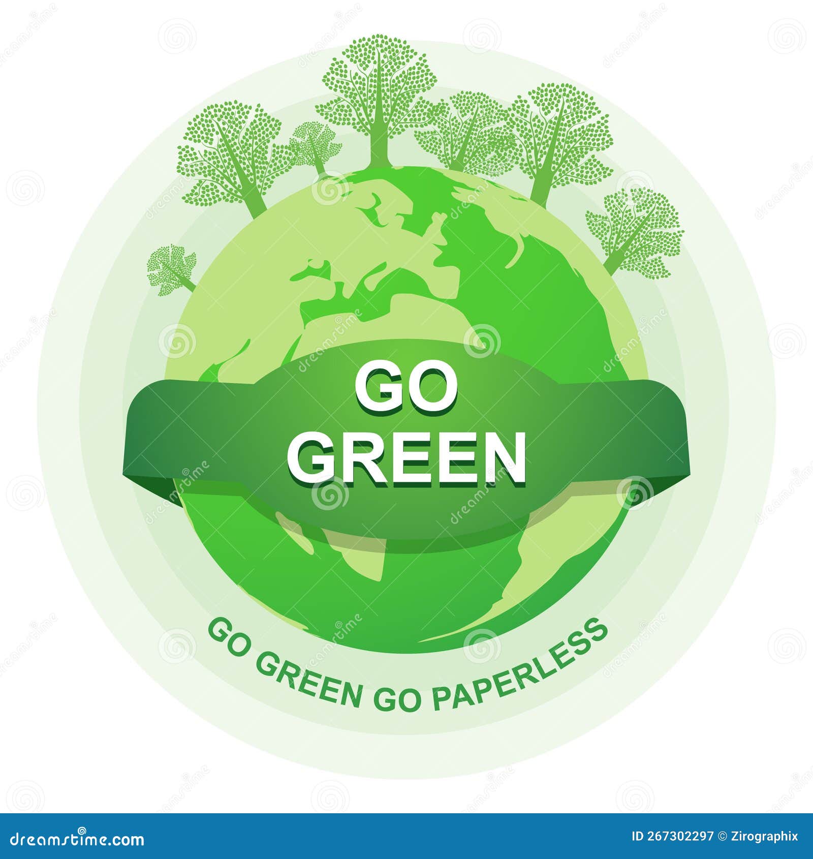 Creative Go Green Vector Art Illustration Stock Vector - Illustration ...
