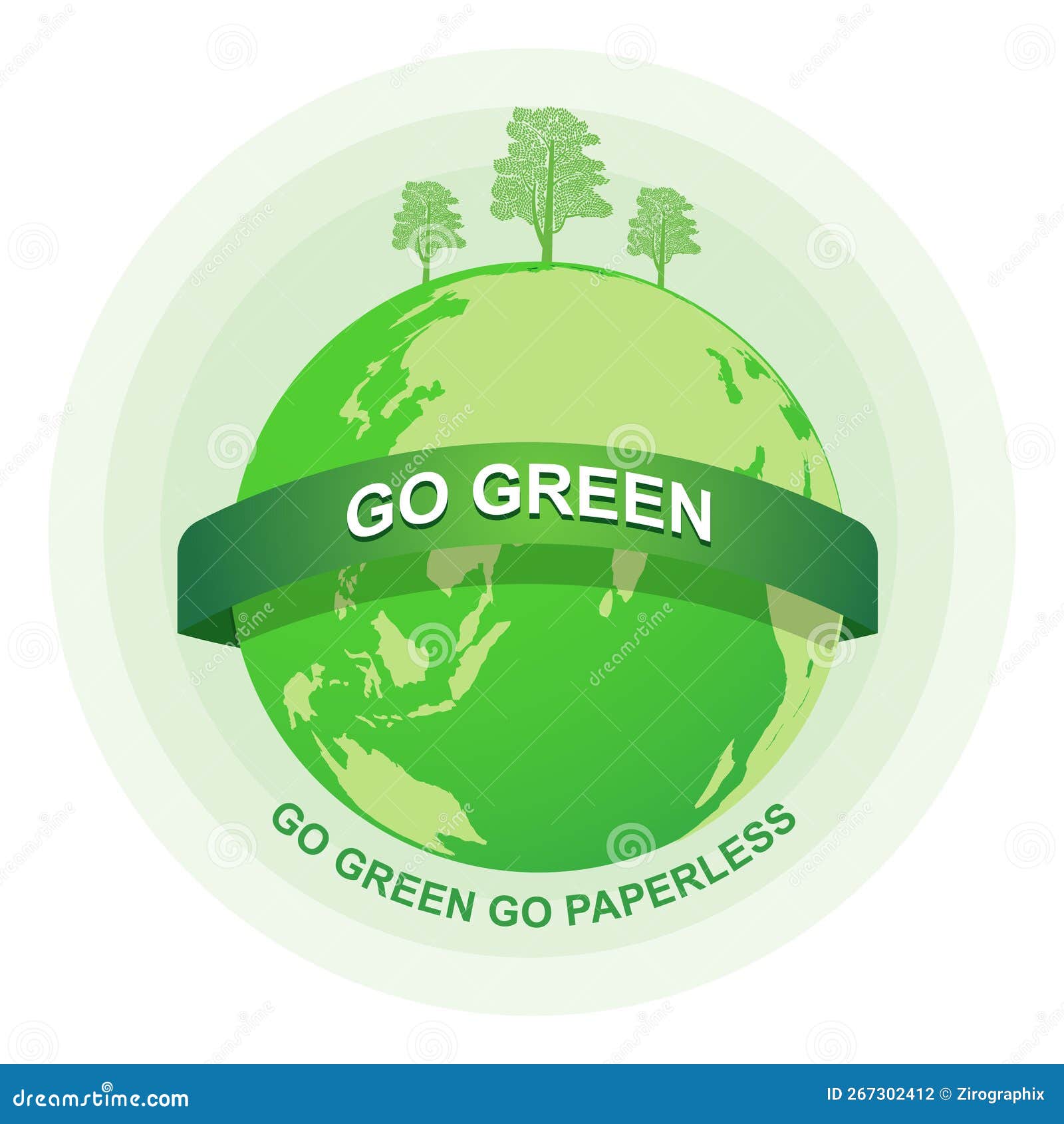 Creative Go Green Vector Art Illustration Stock Vector - Illustration ...