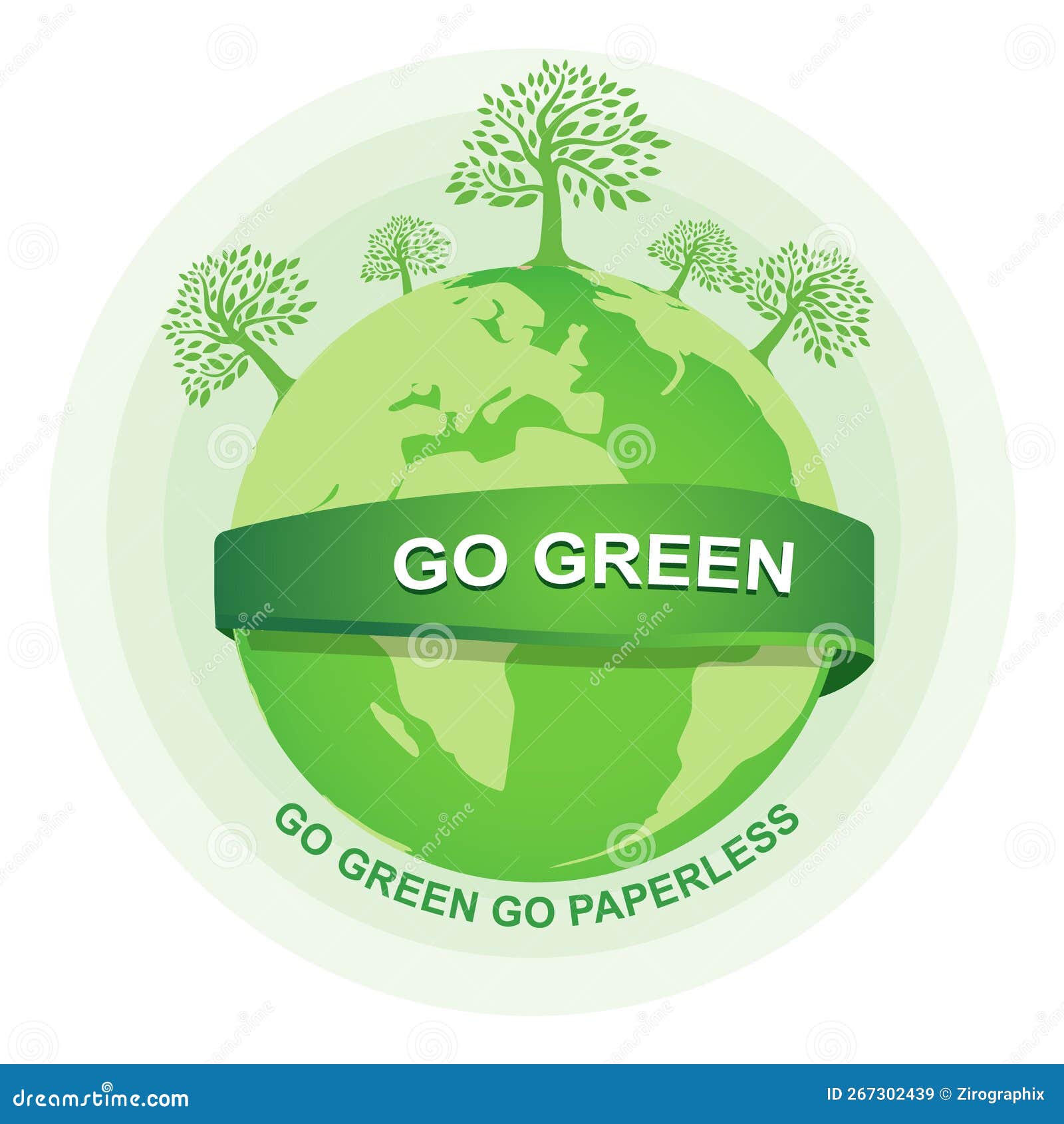 Creative Go Green Vector Art Illustration Stock Vector - Illustration ...