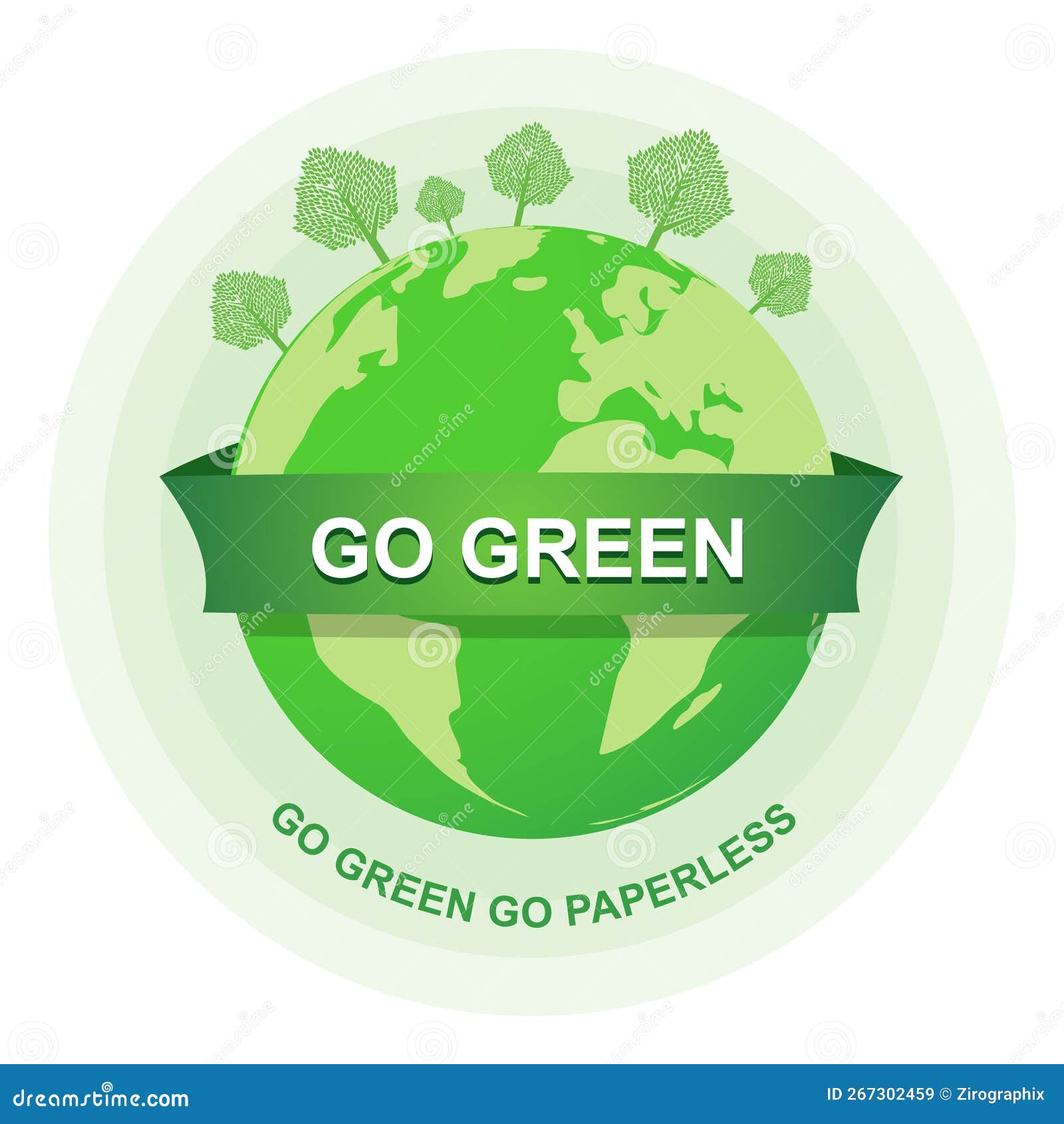 Creative Go Green Vector Art Illustration Stock Vector - Illustration ...