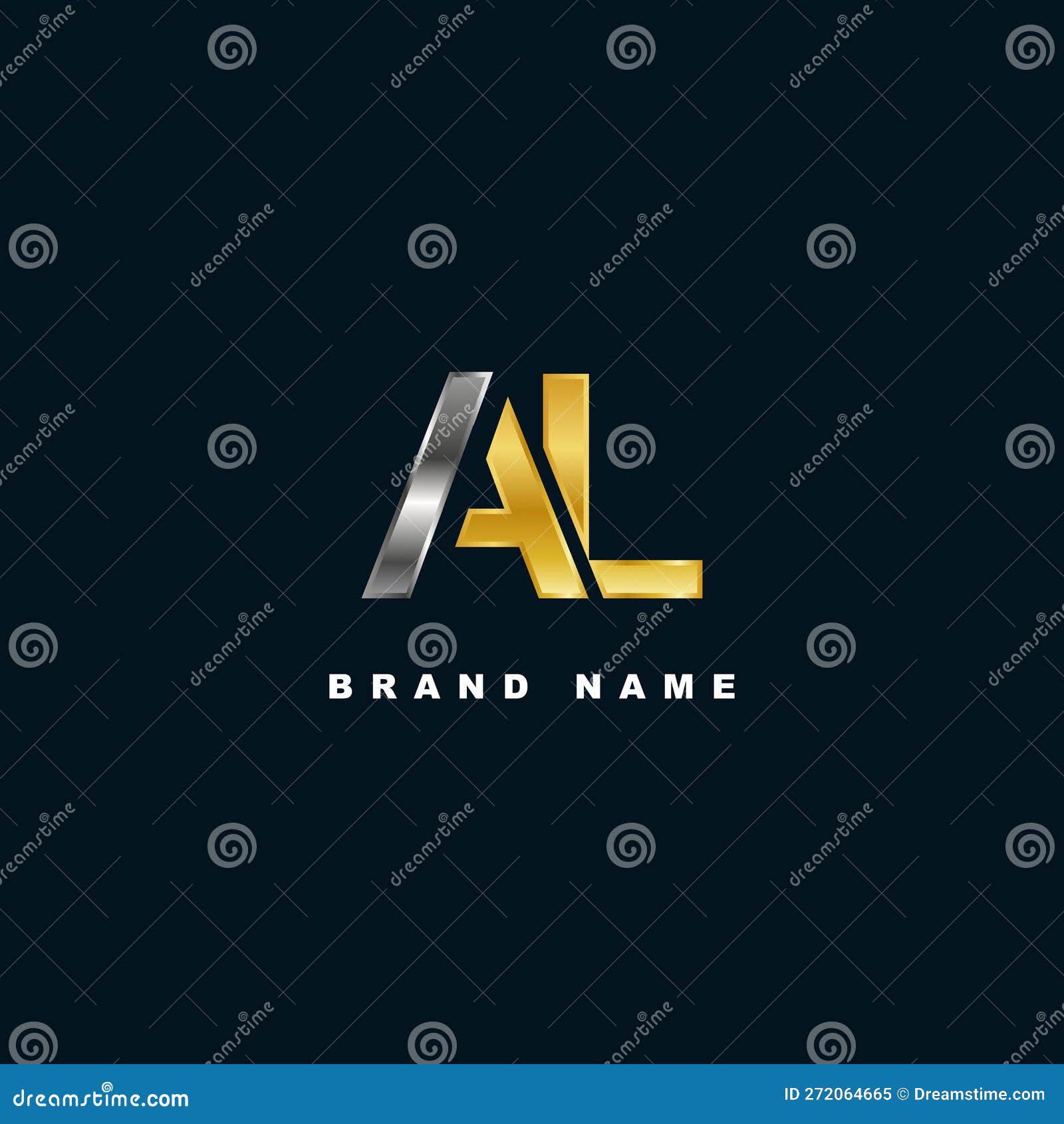 Creative GOLD and Silver AL Logo Design Stock Illustration ...