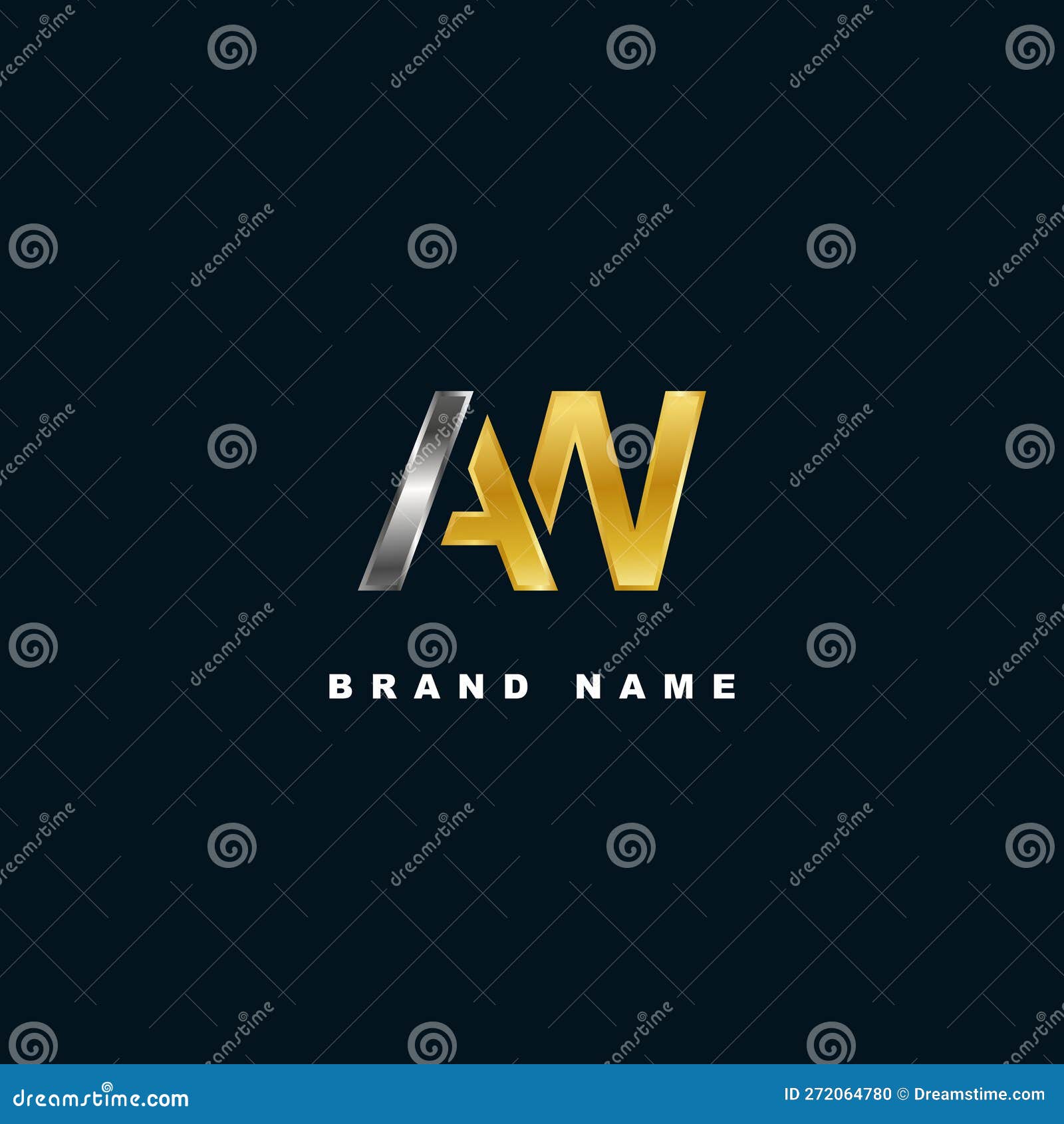 Creative GOLD and Silver AW Logo Design Stock Illustration ...
