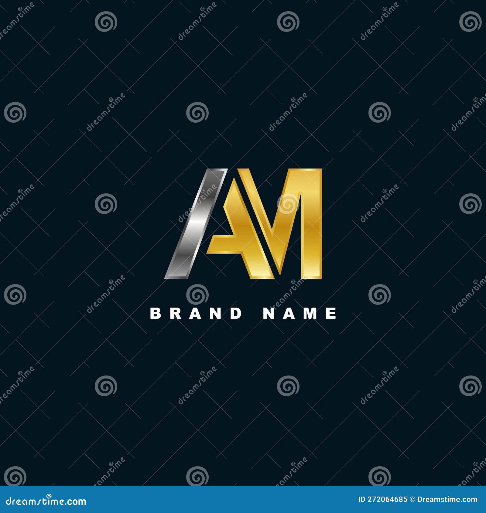 Creative GOLD and Silver am Logo Design Stock Vector - Illustration of ...