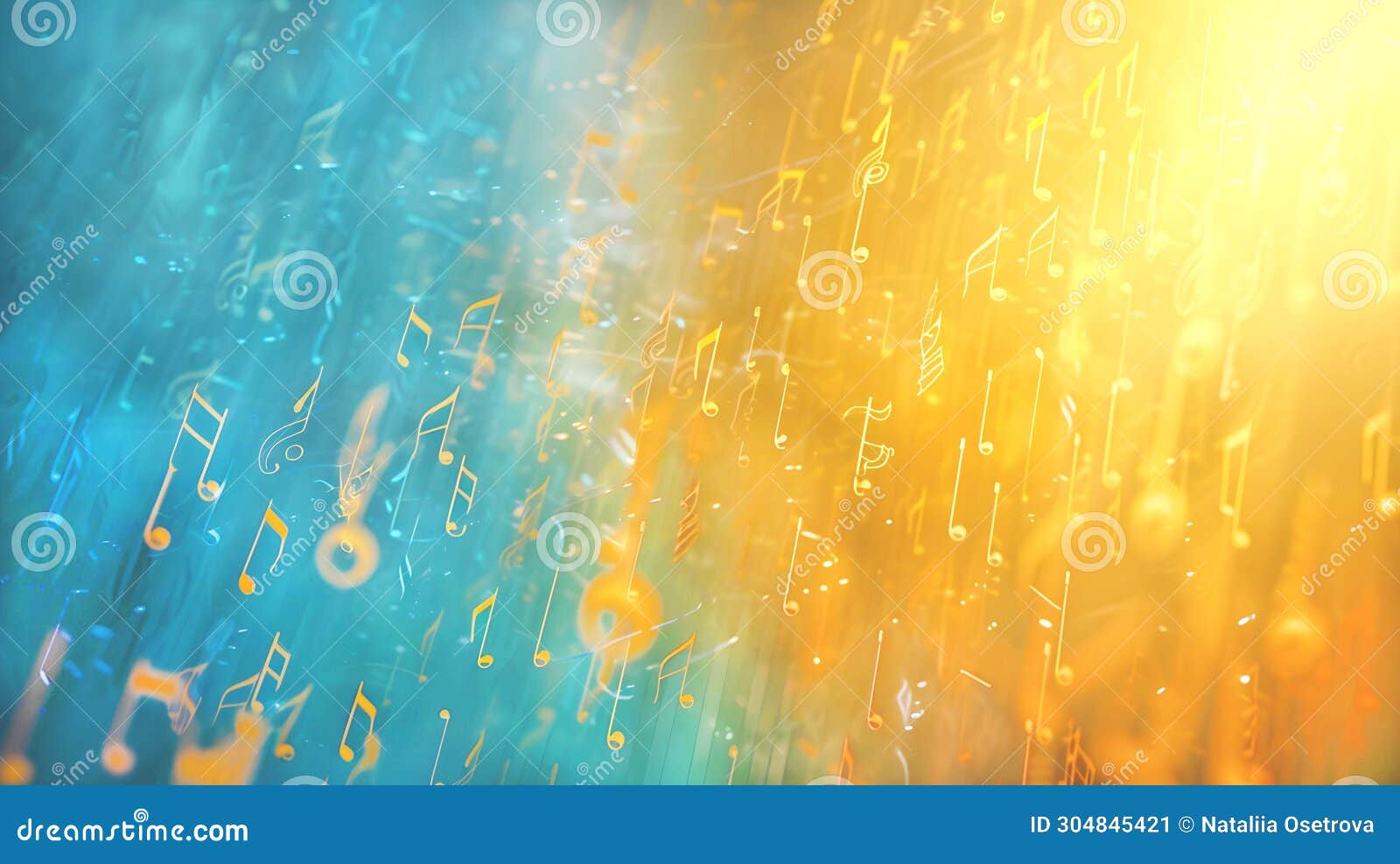 Creative Golden Blue Background with Musical Notes of AI Generated ...