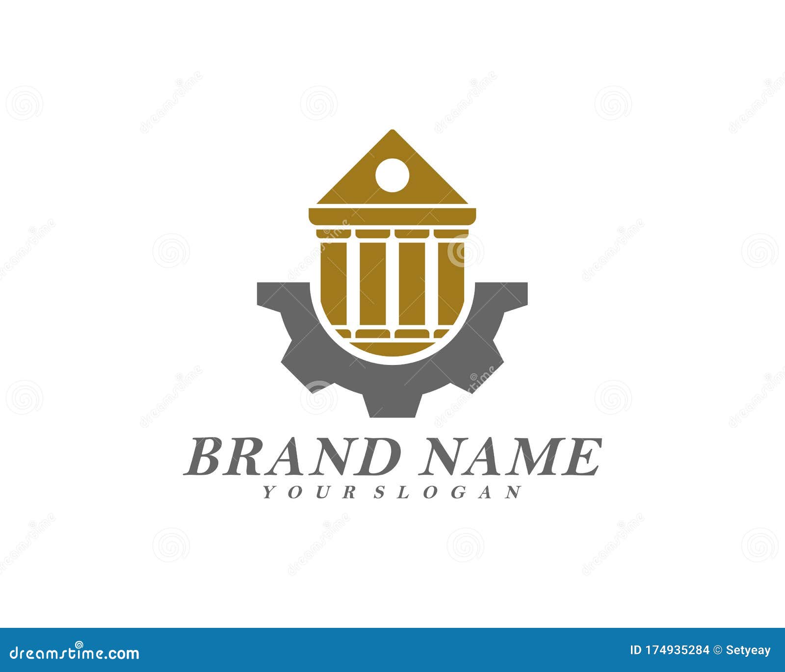 Creative Government Building with Gear Logo Template Vector, Icon ...