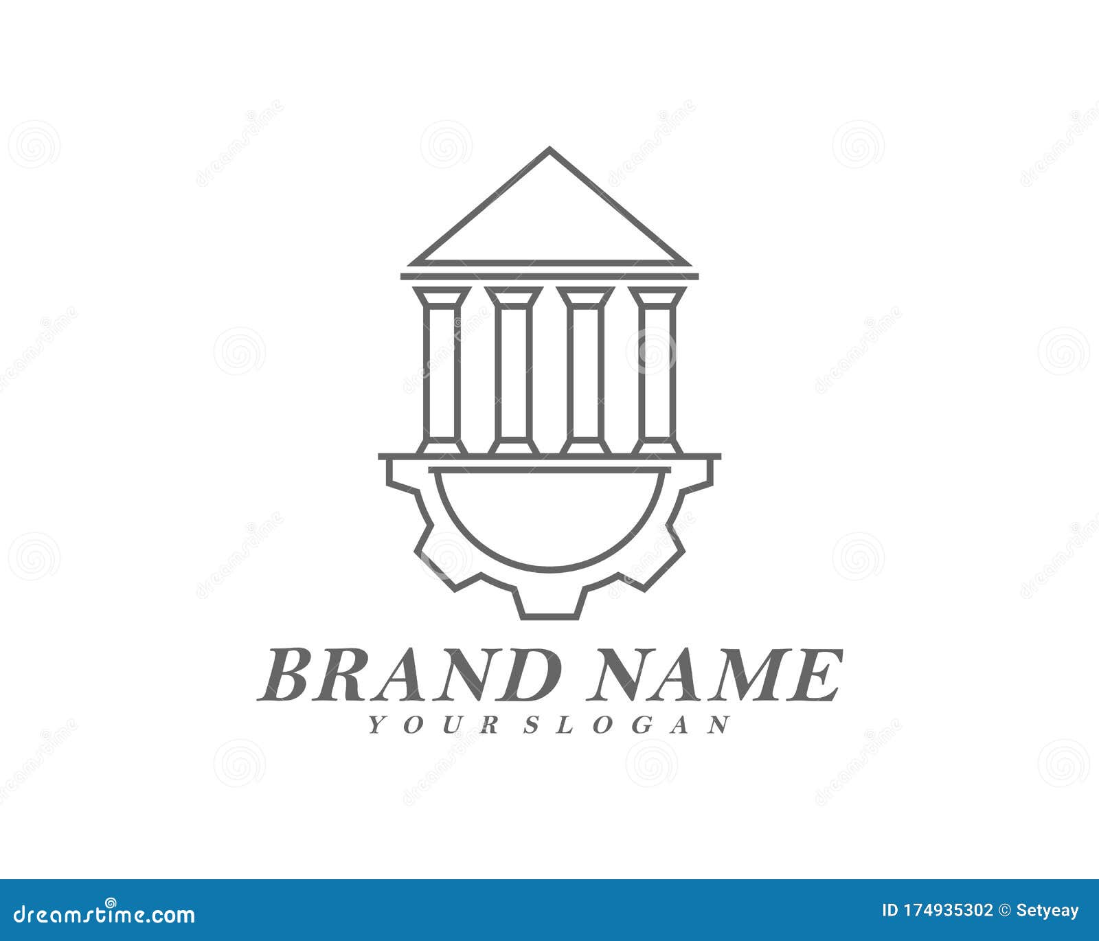 Creative Government Building with Gear Logo Template Vector, Icon ...