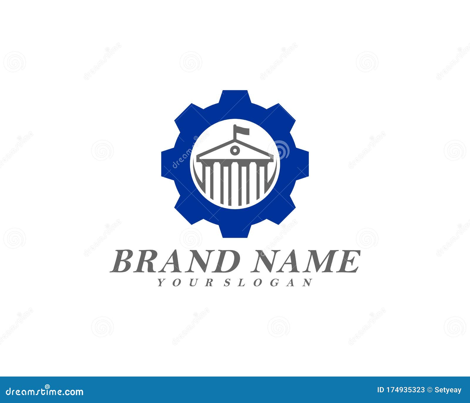 Creative Government Building with Gear Logo Template Vector, Icon ...
