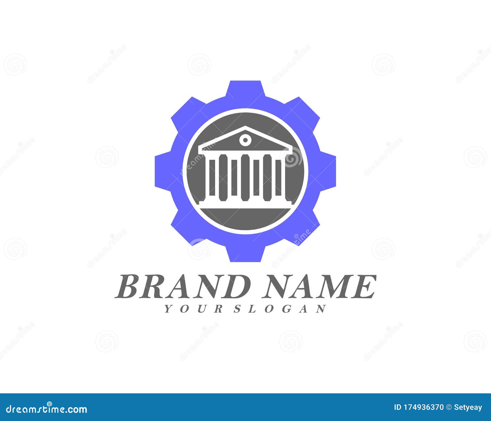 Creative Government Building with Gear Logo Template Vector, Icon ...