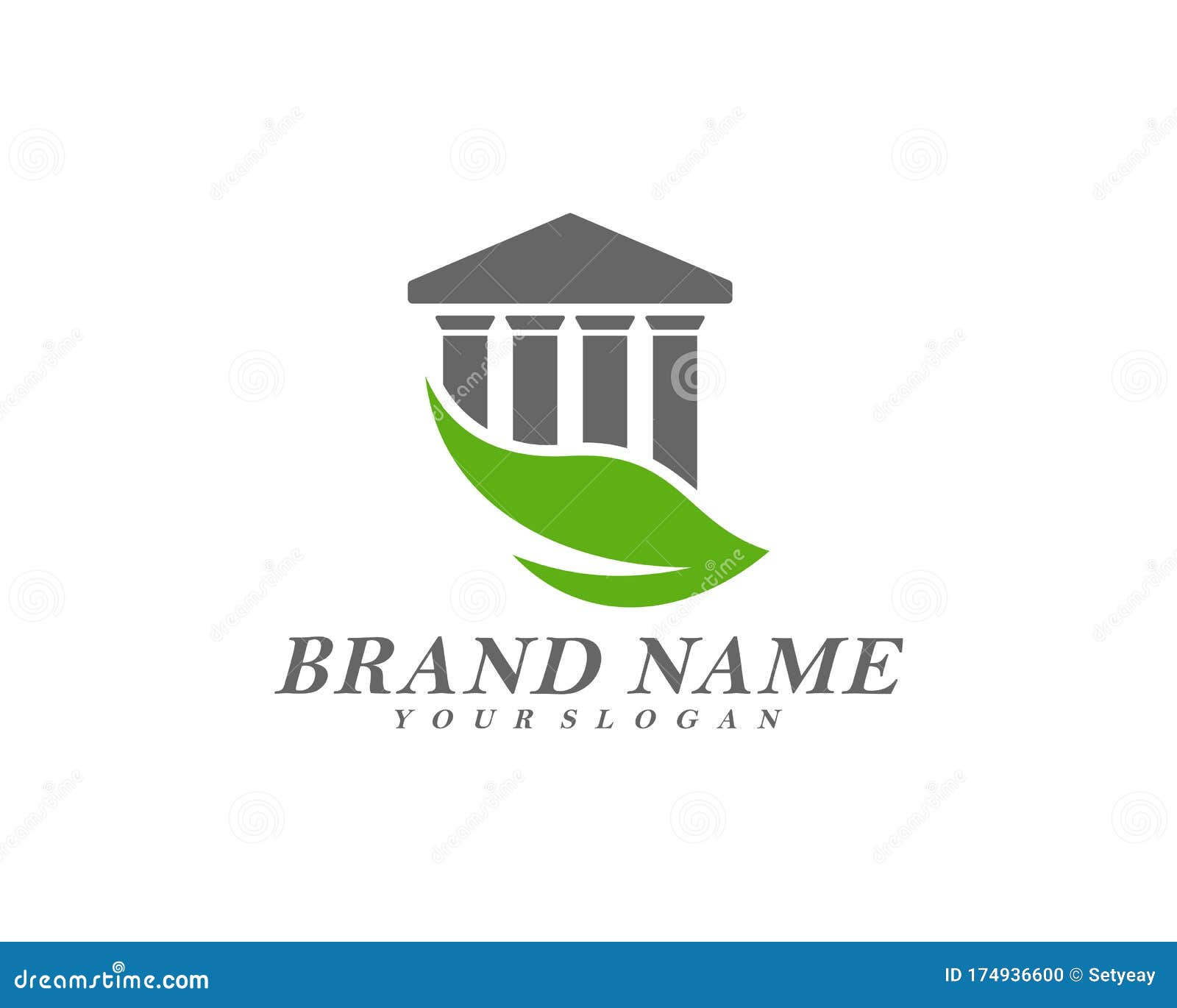 Creative Government Building with Leaf Logo Template Vector, Icon ...
