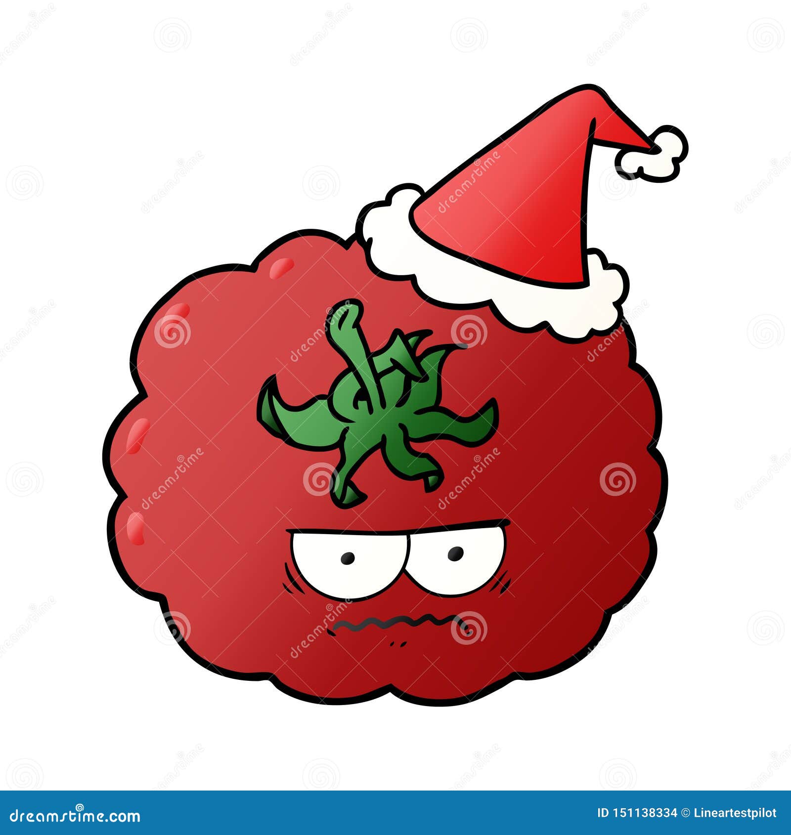 A Creative Gradient Cartoon of a Angry Tomato Wearing Santa Hat Stock ...