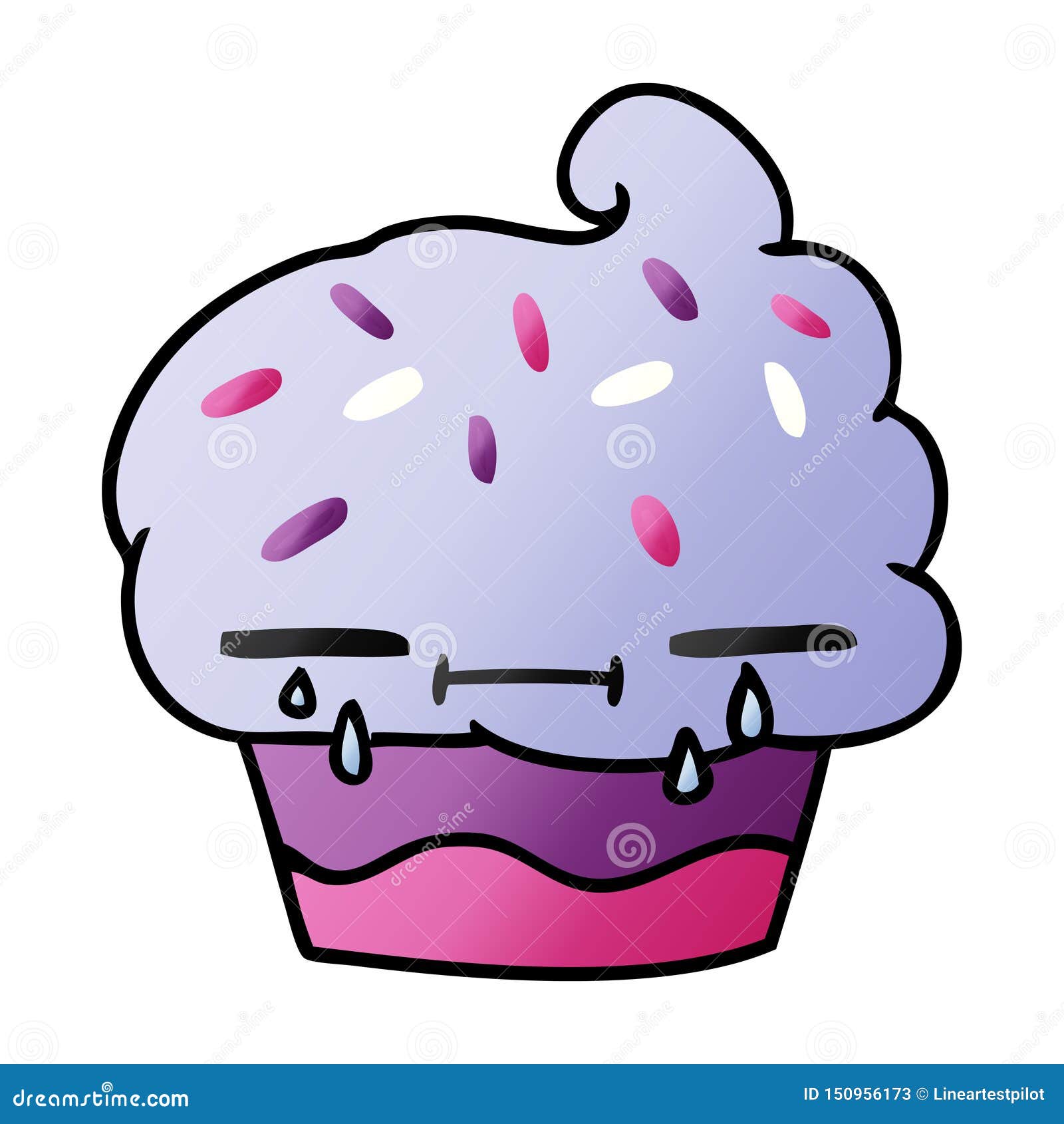 A Creative Gradient Cartoon of a Crying Cupcake Stock Vector ...