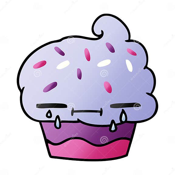 A Creative Gradient Cartoon of a Crying Cupcake Stock Vector ...