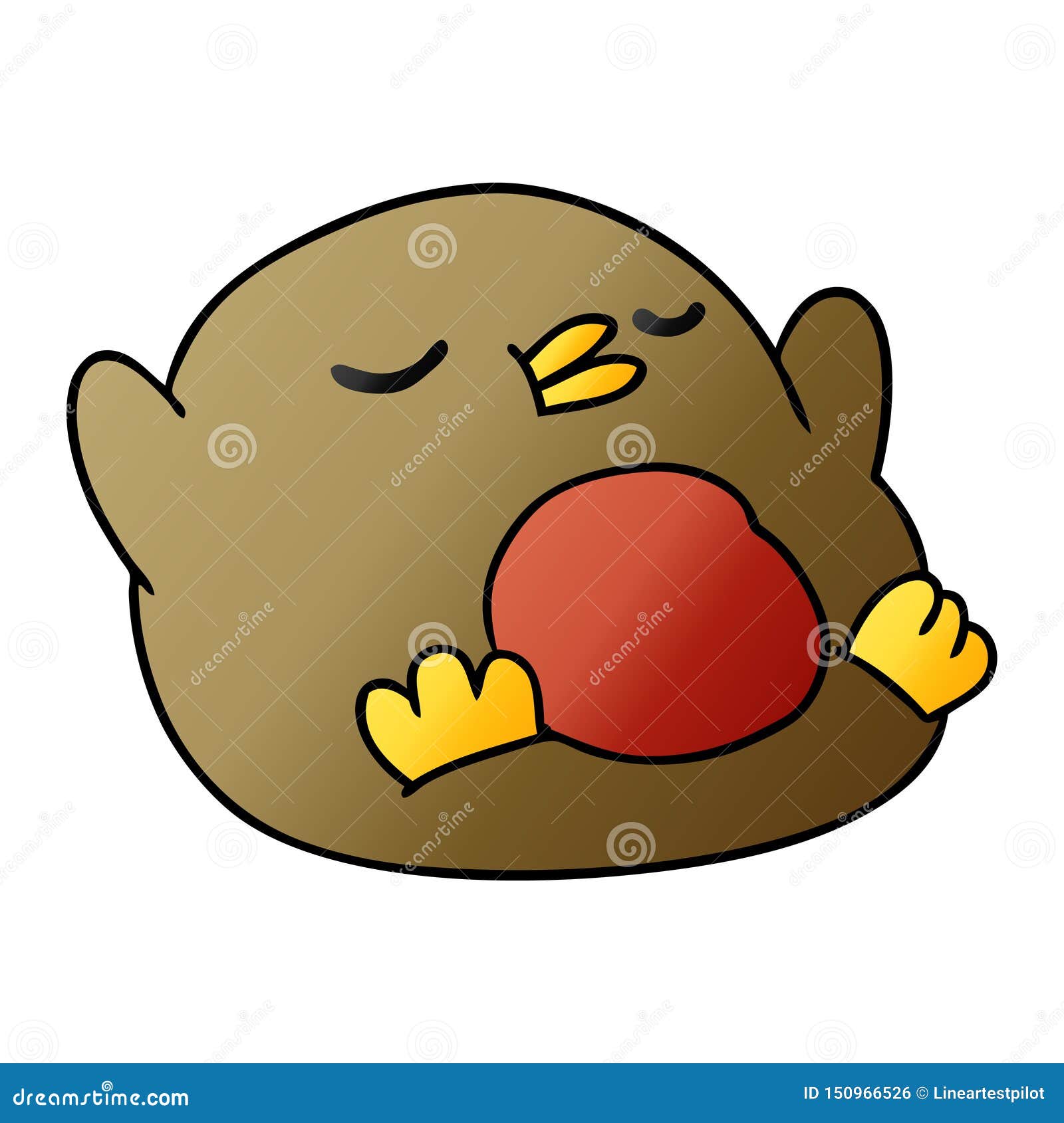 A Creative Gradient Cartoon Cute Kawaii Red Robin Stock Vector ...