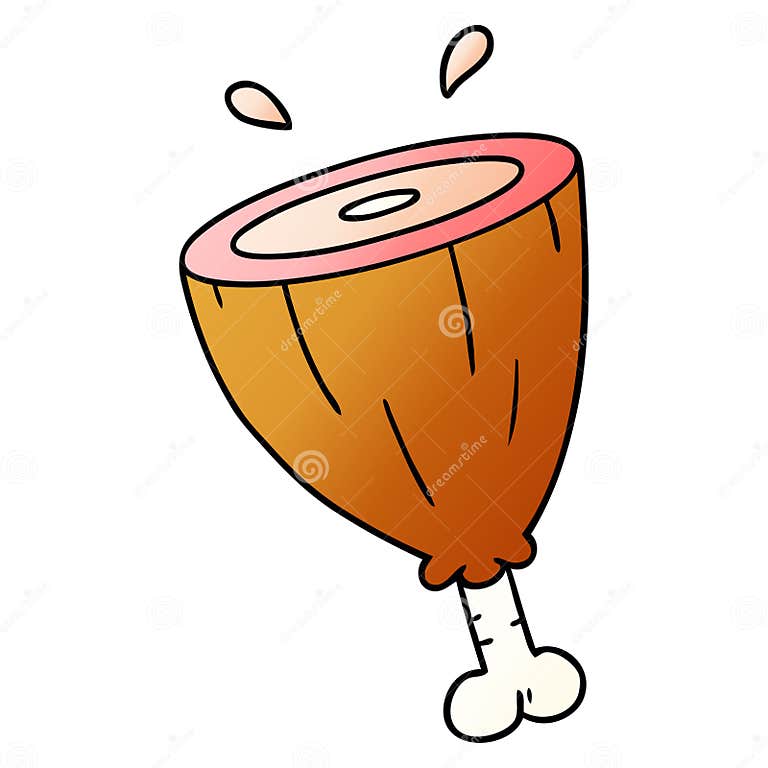 A Creative Gradient Cartoon Doodle of a Joint of Ham Stock Vector ...