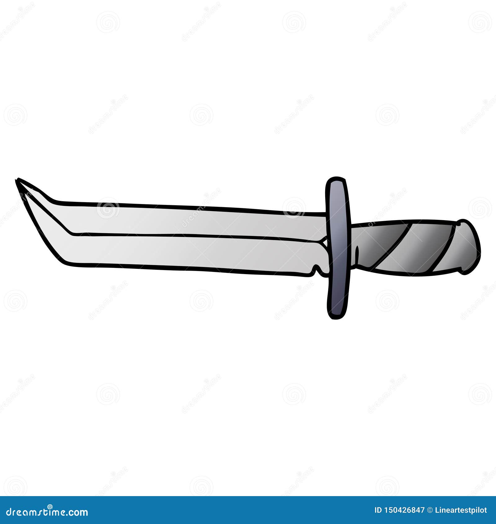 Hand Drawn Gradient Cartoon Doodle of a Short Dagger Stock Vector ...