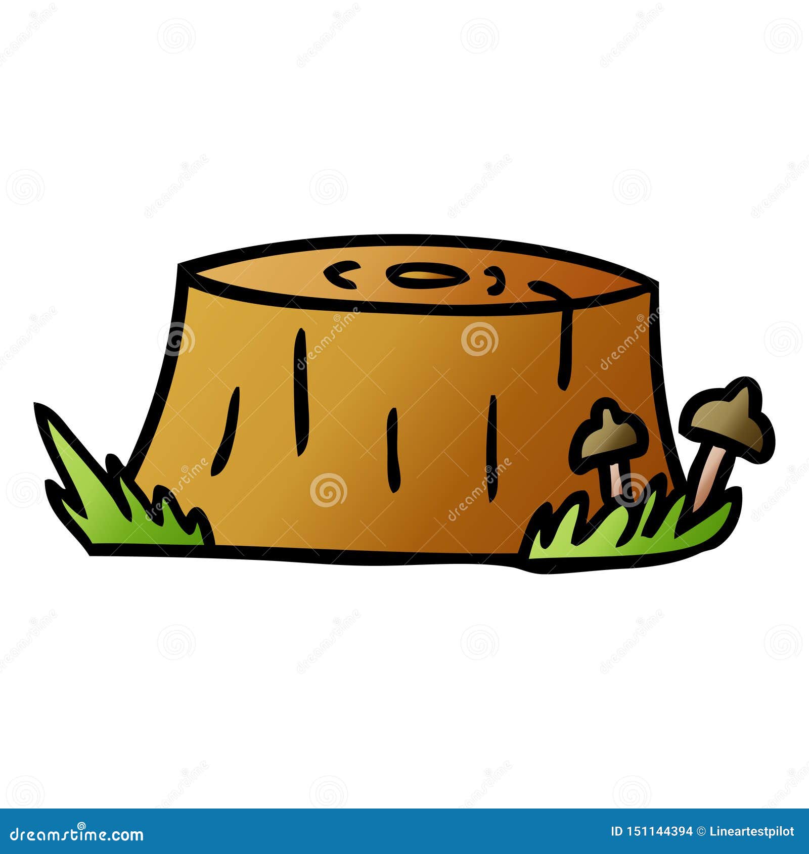 A Creative Gradient Cartoon Doodle of a Tree Log Stock Vector ...