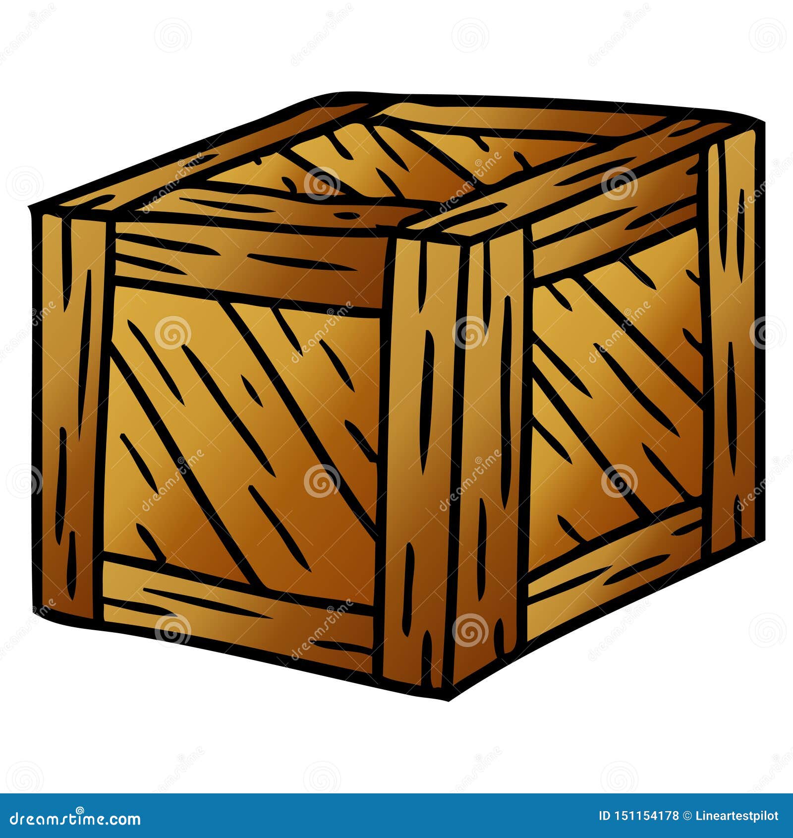 A Creative Gradient Cartoon Doodle of a Wooden Crate Stock Vector ...