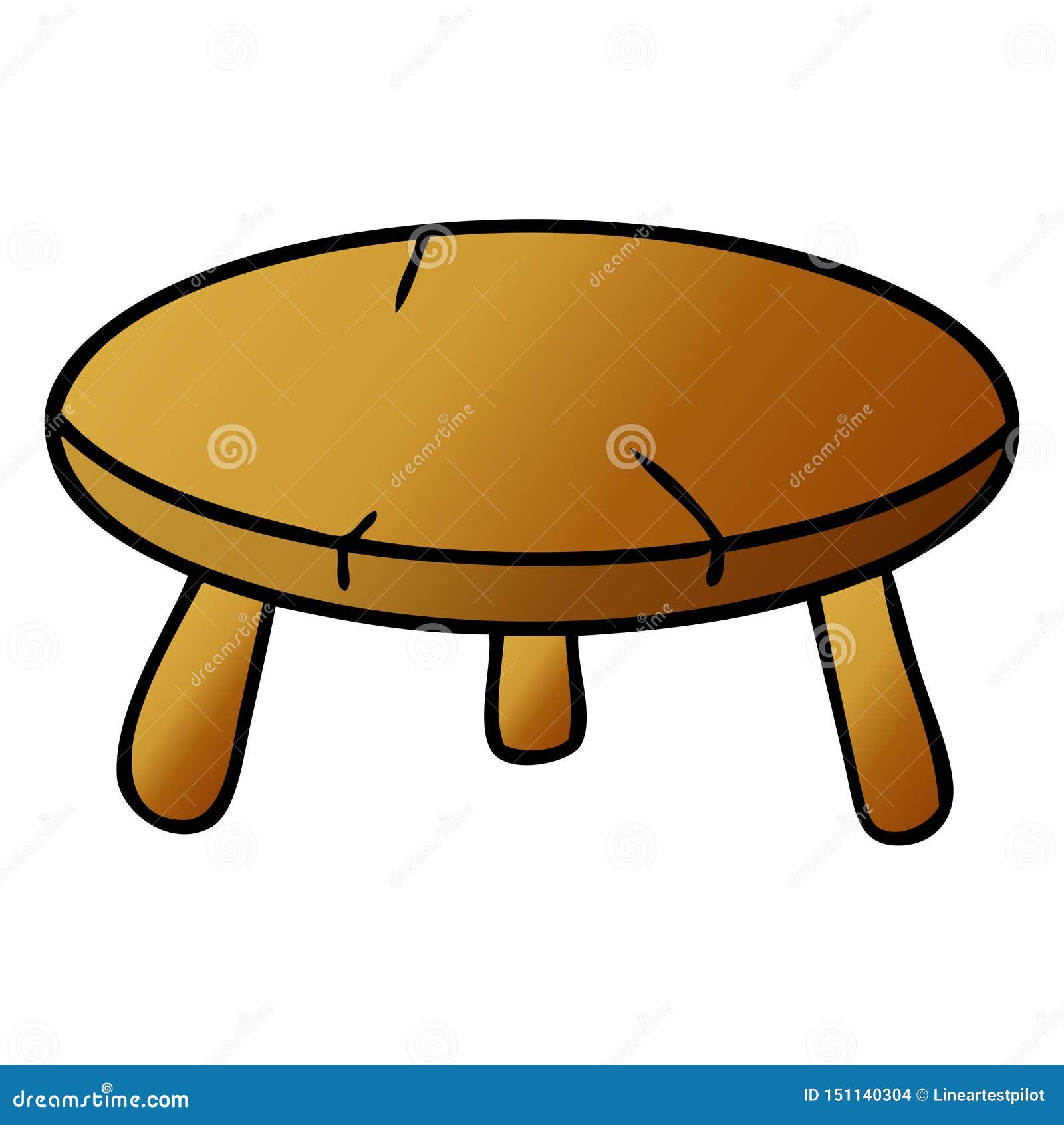 A Creative Gradient Cartoon Doodle of a Wooden Stool Stock Vector ...
