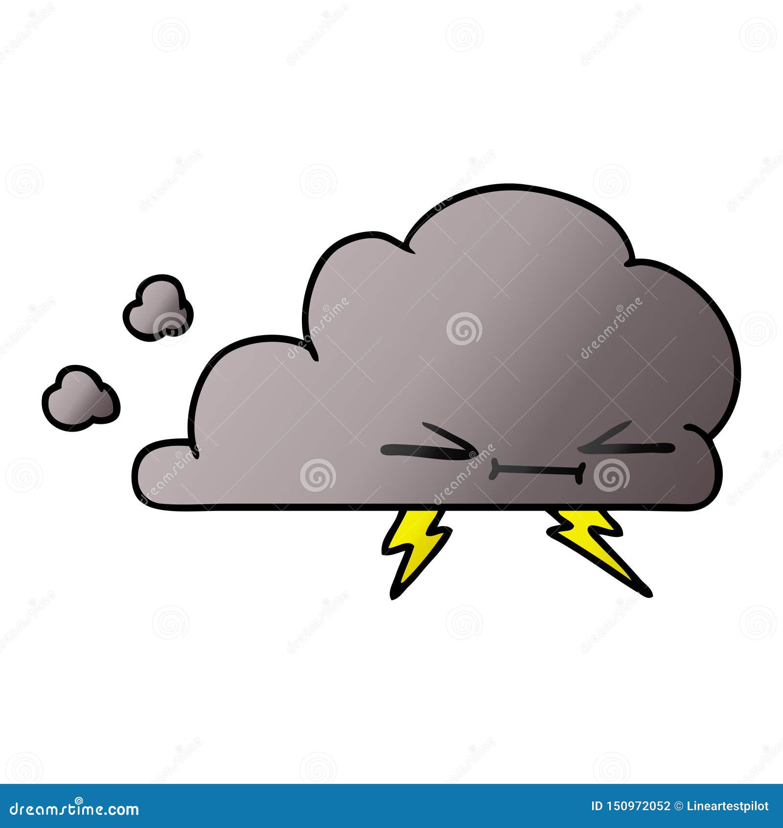 A Creative Gradient Cartoon of a Grumpy Lightening Cloud Stock Vector ...