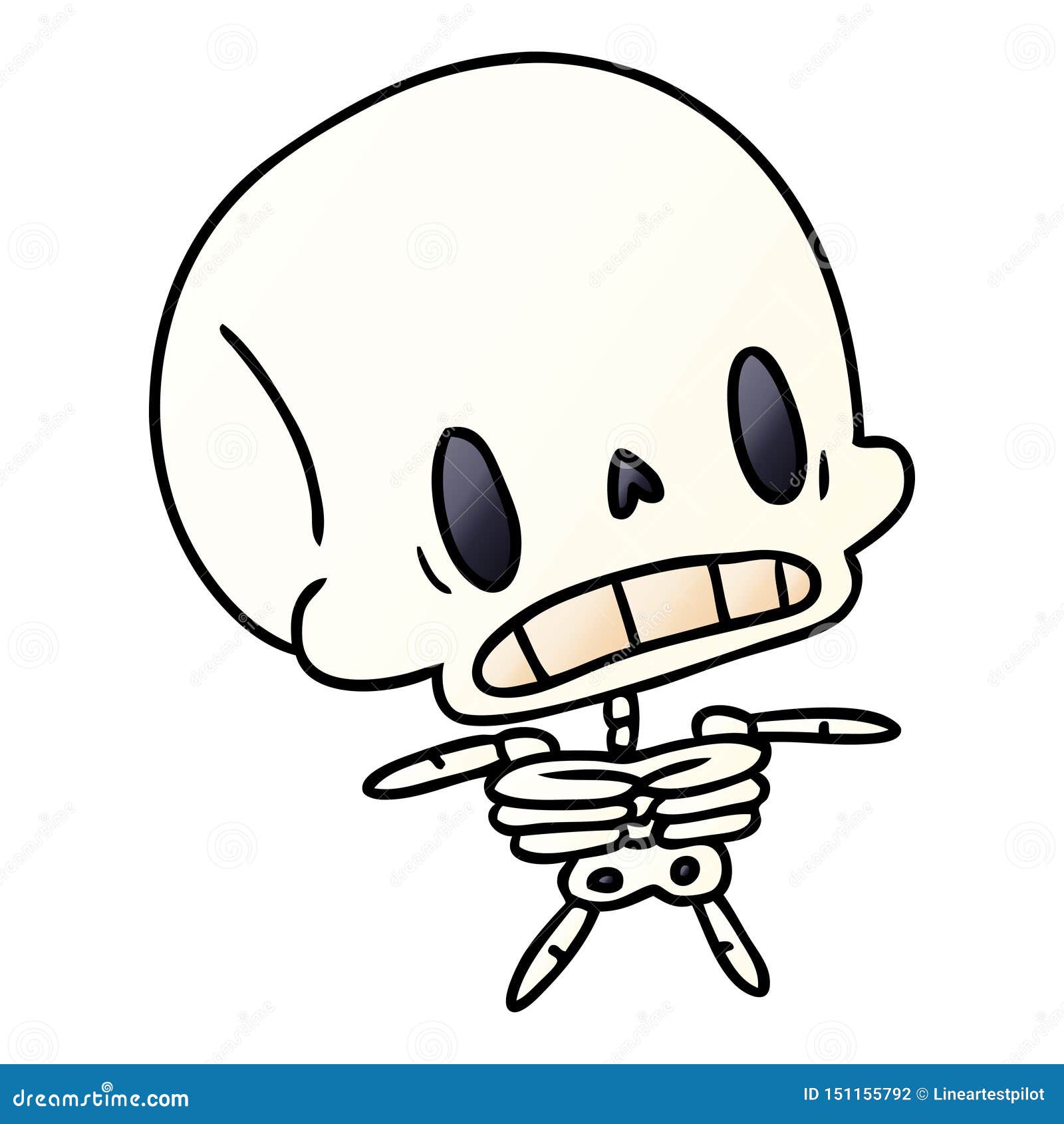 A Creative Gradient Cartoon Kawaii Cute Dead Skeleton Stock Vector ...