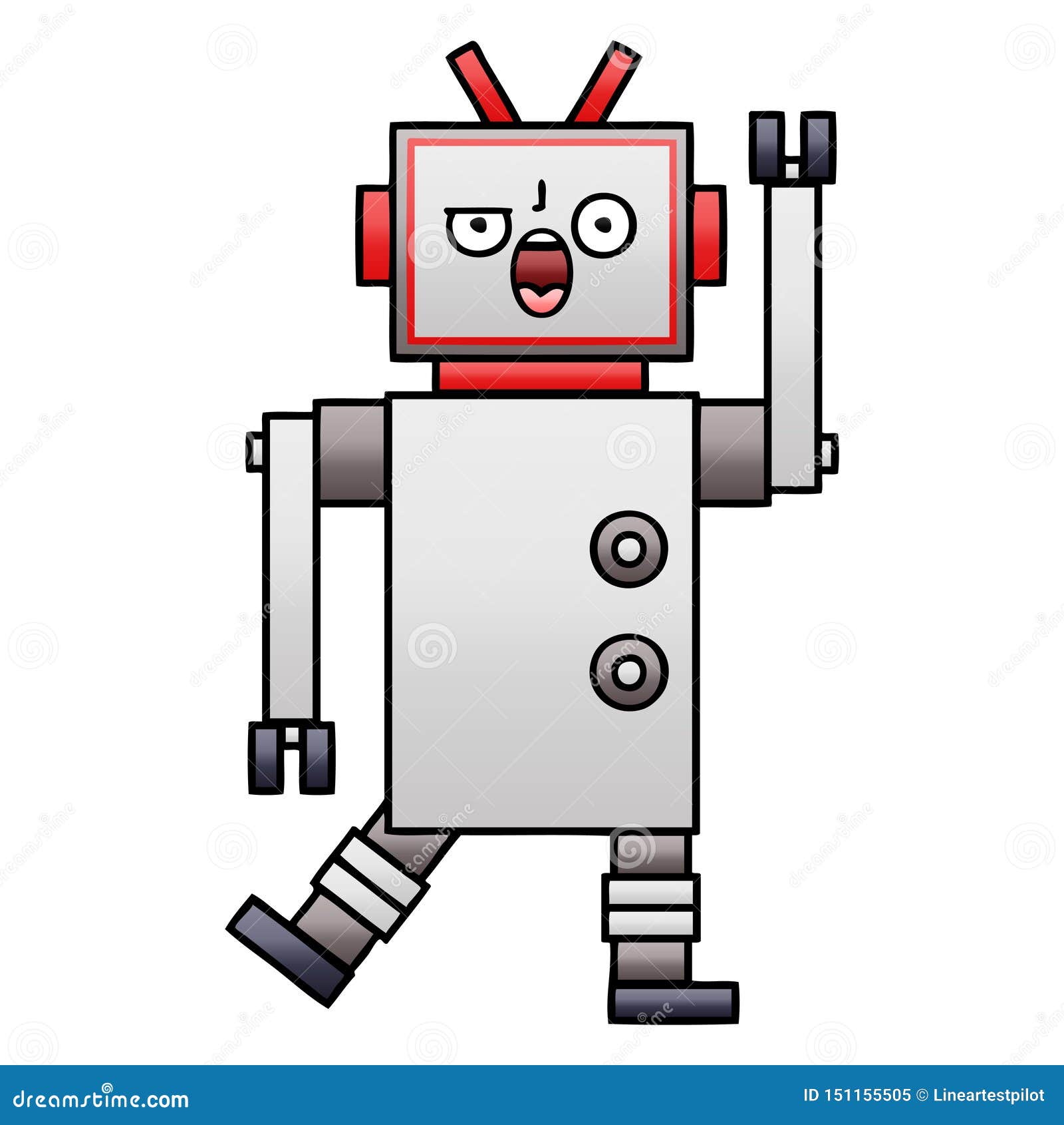 A Creative Gradient Shaded Cartoon Angry Robot Stock Vector ...