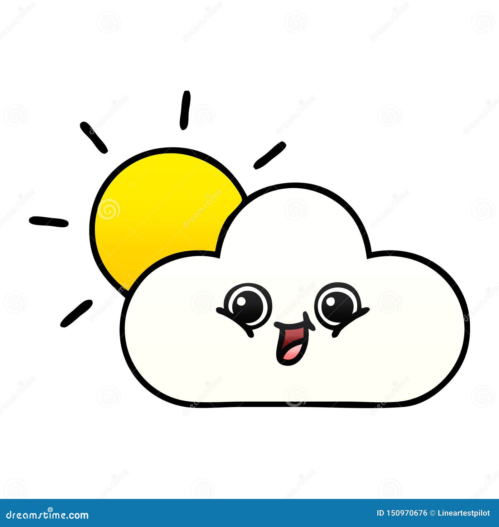 A Creative Gradient Shaded Cartoon Cloud and Sunshine Stock Vector ...
