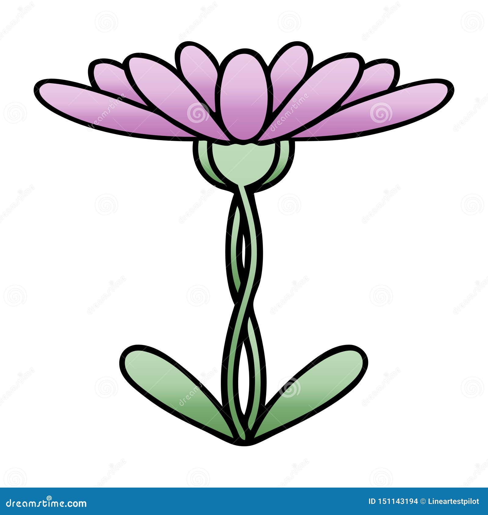 A Creative Gradient Shaded Cartoon Flower Stock Vector - Illustration ...