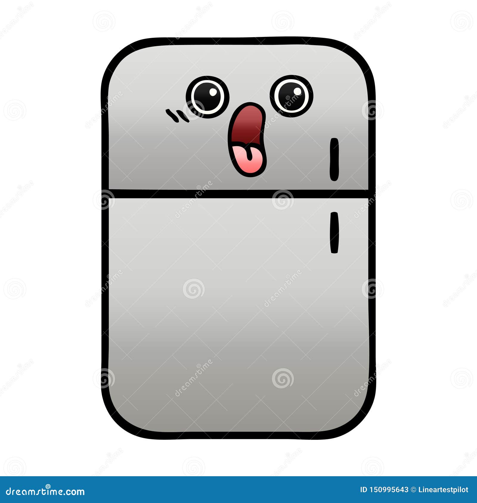 A Creative Gradient Shaded Cartoon Fridge Freezer Stock Vector ...