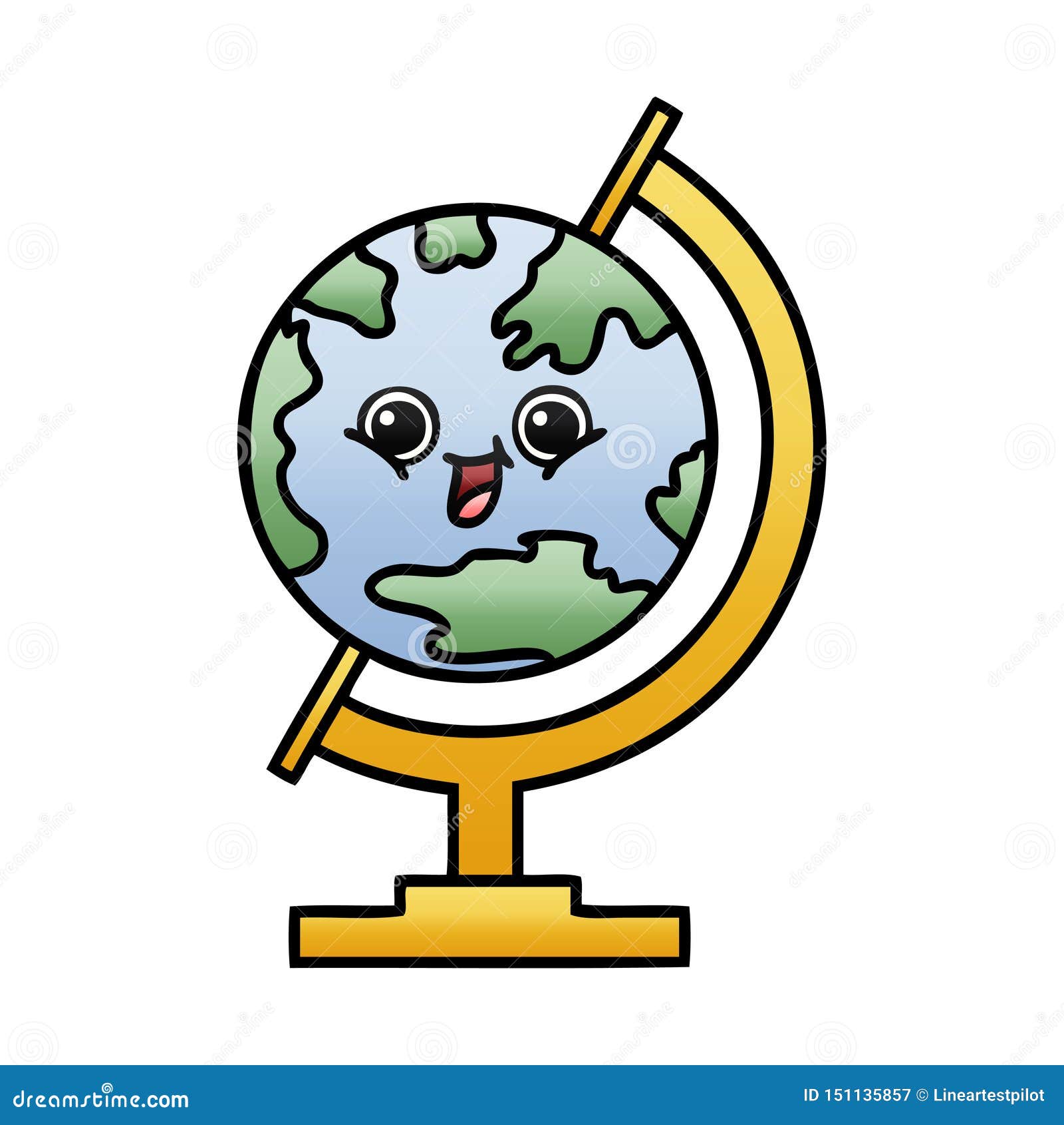 A Creative Gradient Shaded Cartoon Globe of the World Stock Vector ...