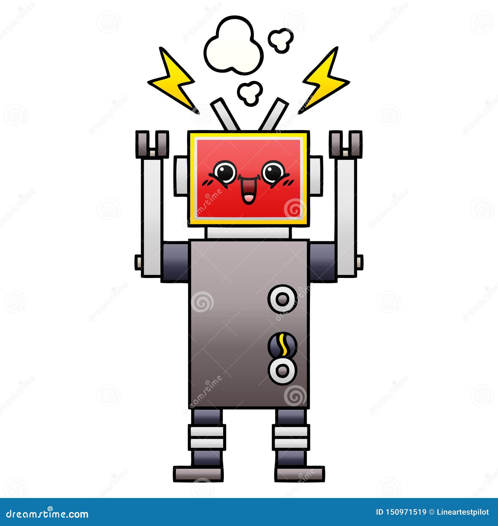 A Creative Gradient Shaded Cartoon Happy Robot Stock Vector ...