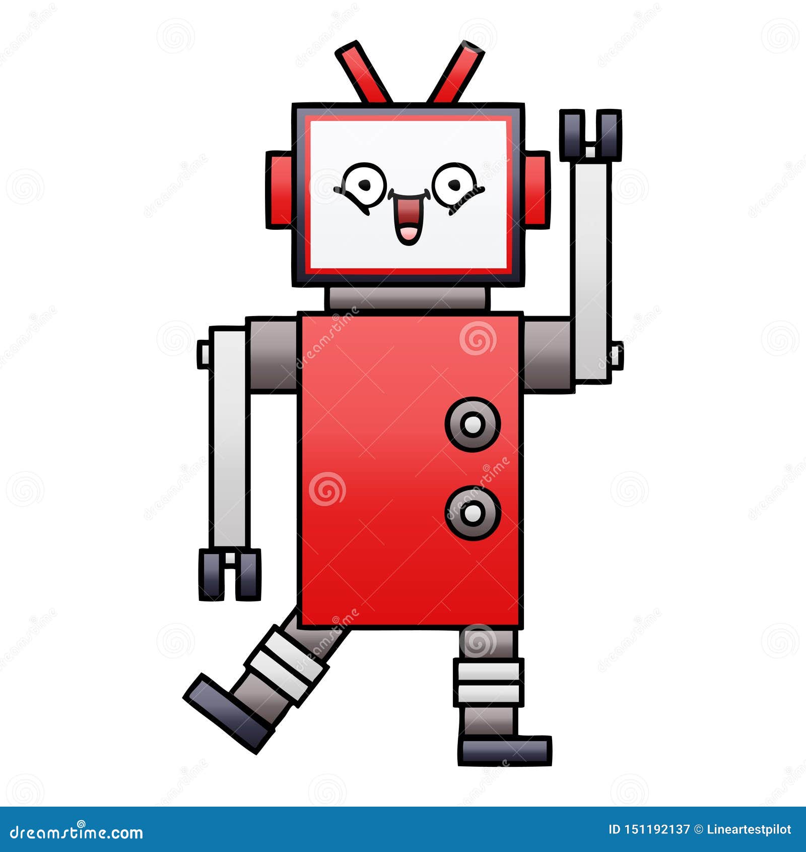 A Creative Gradient Shaded Cartoon Happy Robot Stock Vector ...