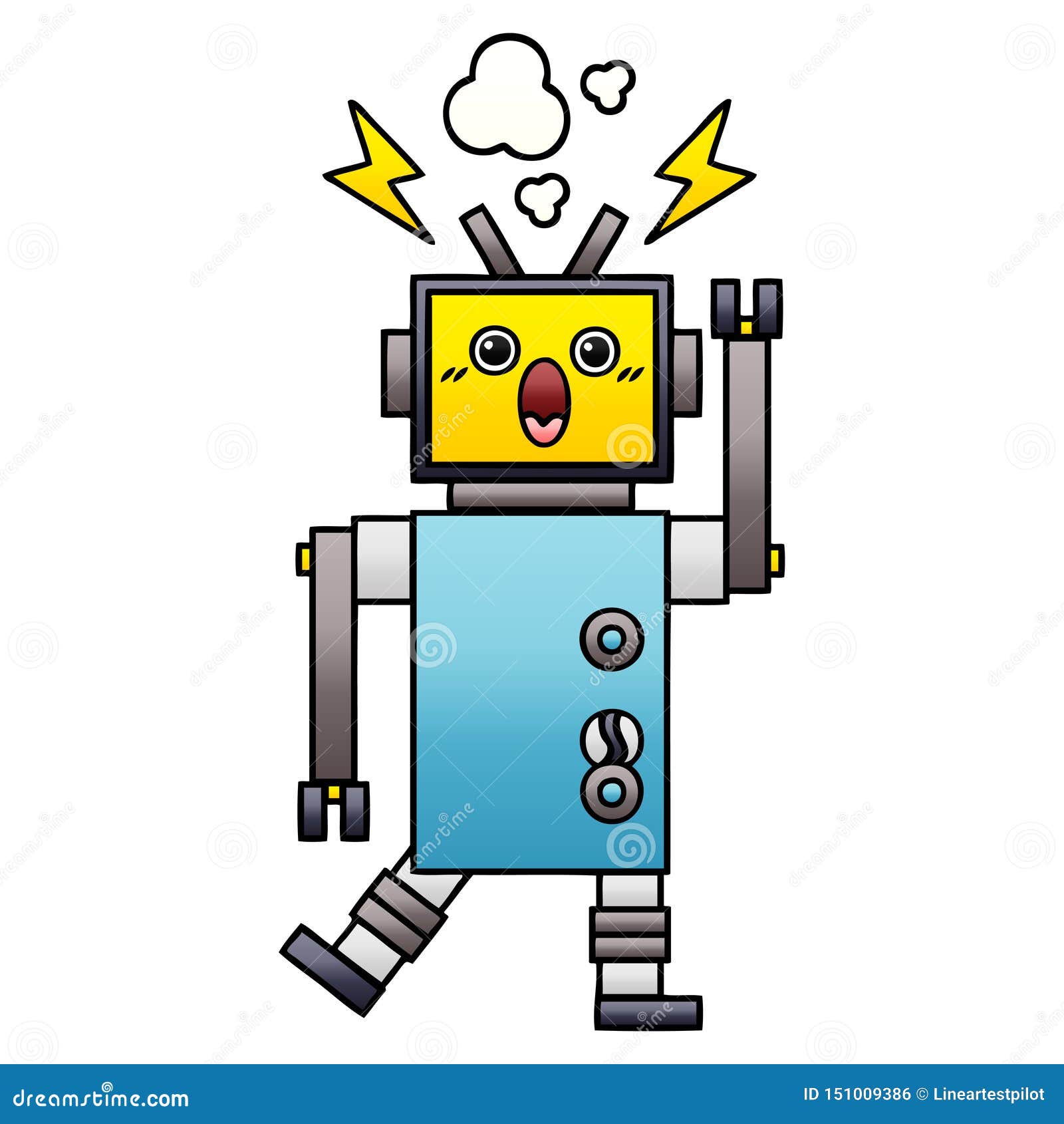 A Creative Gradient Shaded Cartoon Malfunctioning Robot Stock Vector ...