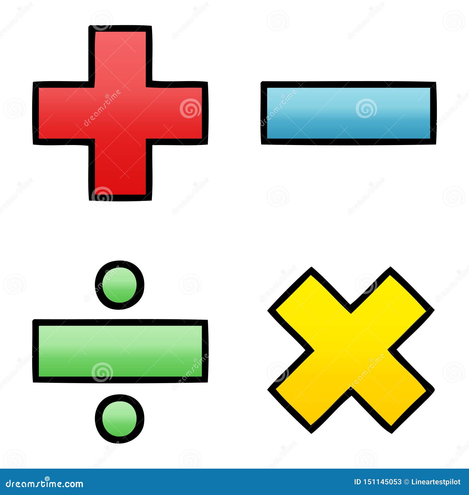 A Creative Gradient Shaded Cartoon Math Symbols Stock Vector ...