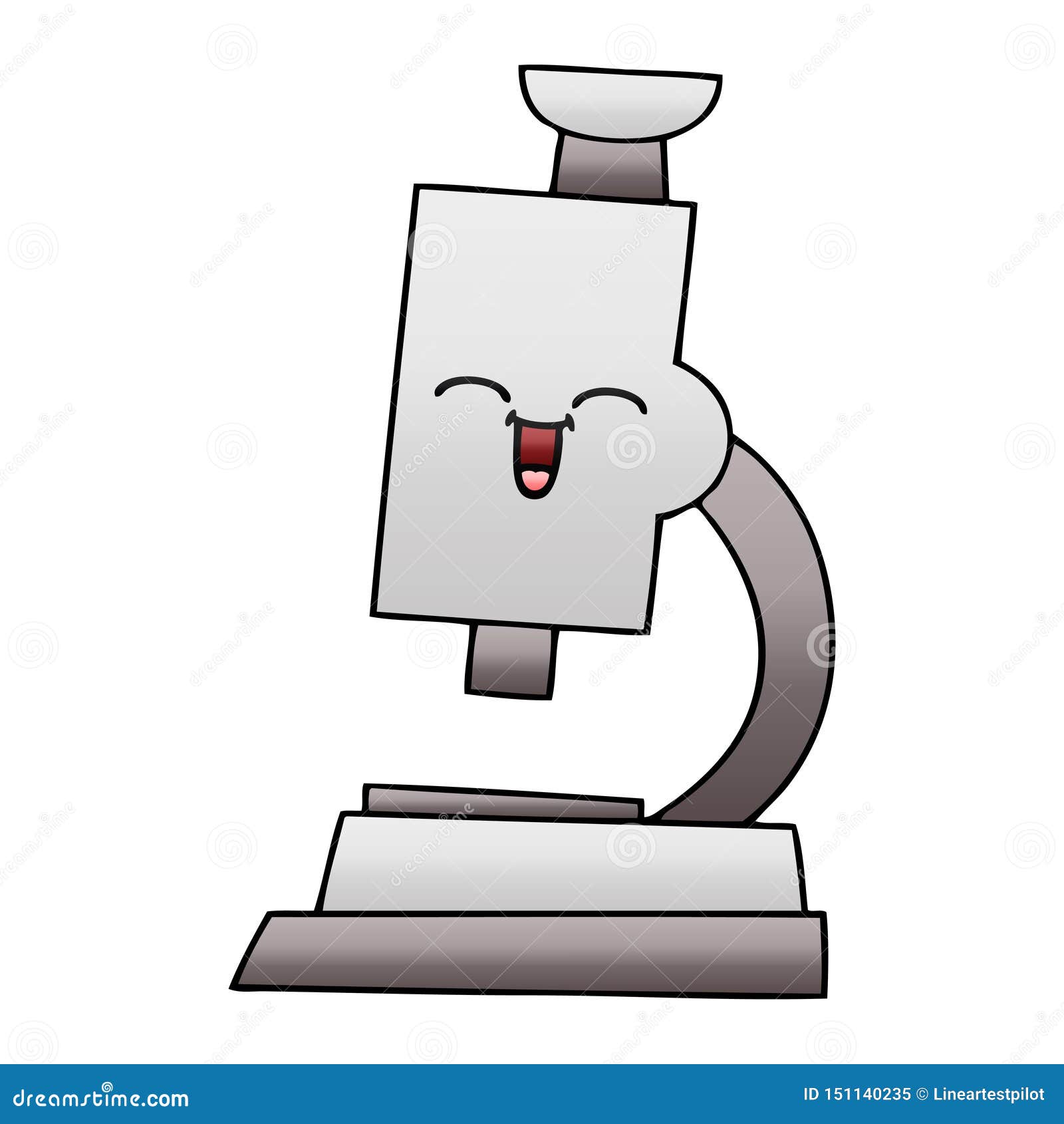 Cartoon Microscope Science Laboratory Magnifier Cute Illustration Retro ...