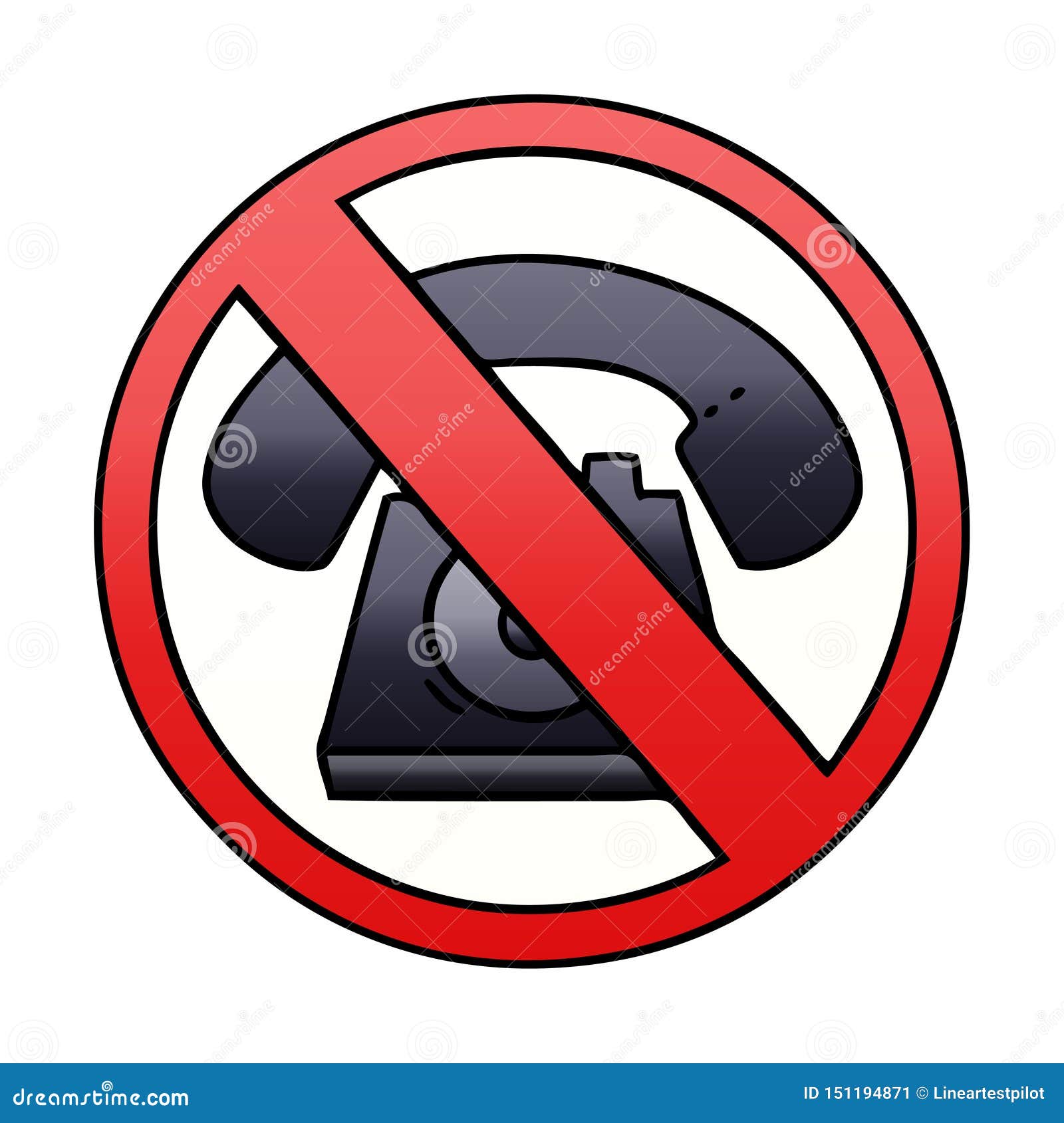 A Creative Gradient Shaded Cartoon No Phones Allowed Sign Stock Vector ...
