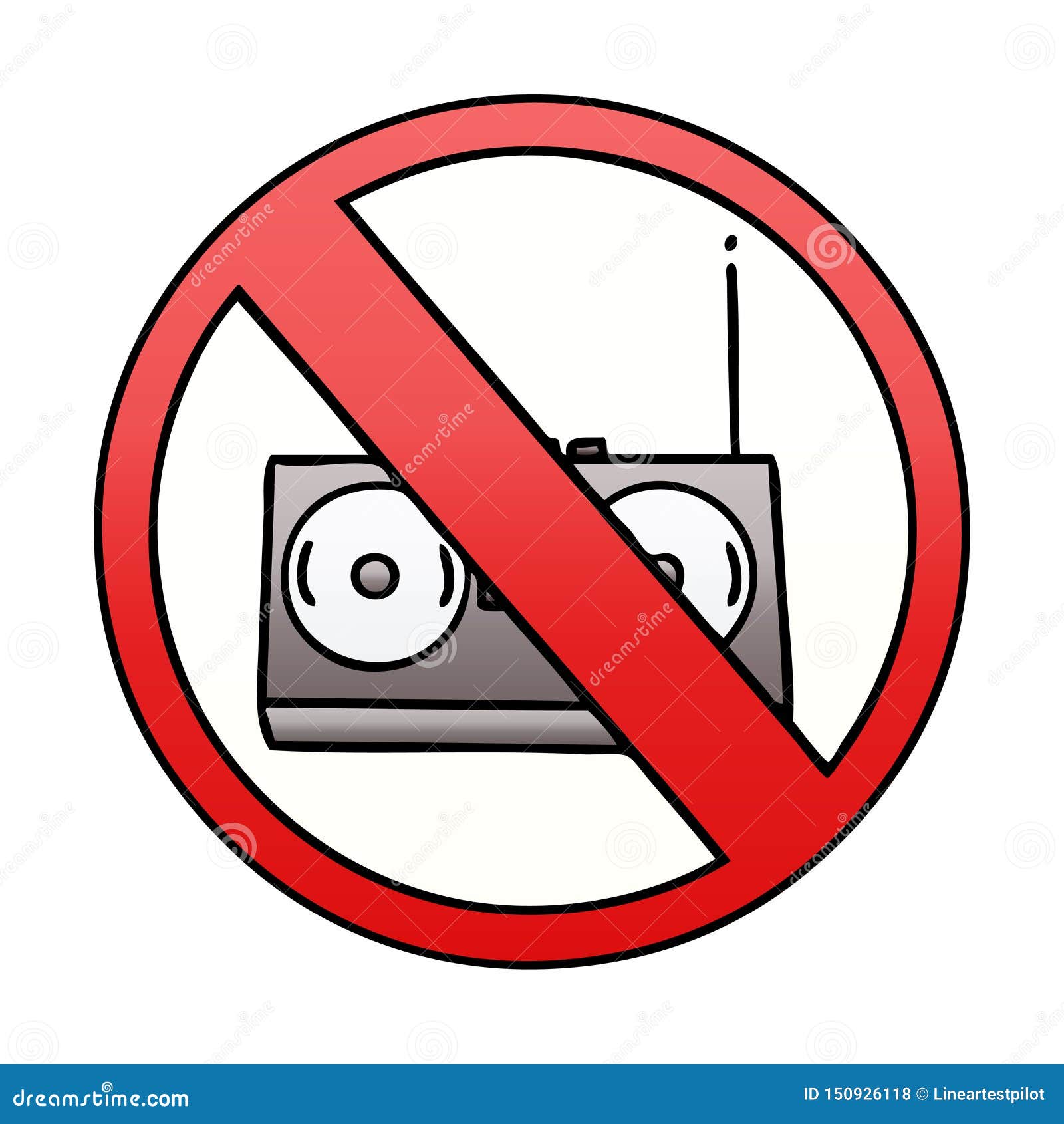 A Creative Gradient Shaded Cartoon No Radio Allowed Stock Vector ...