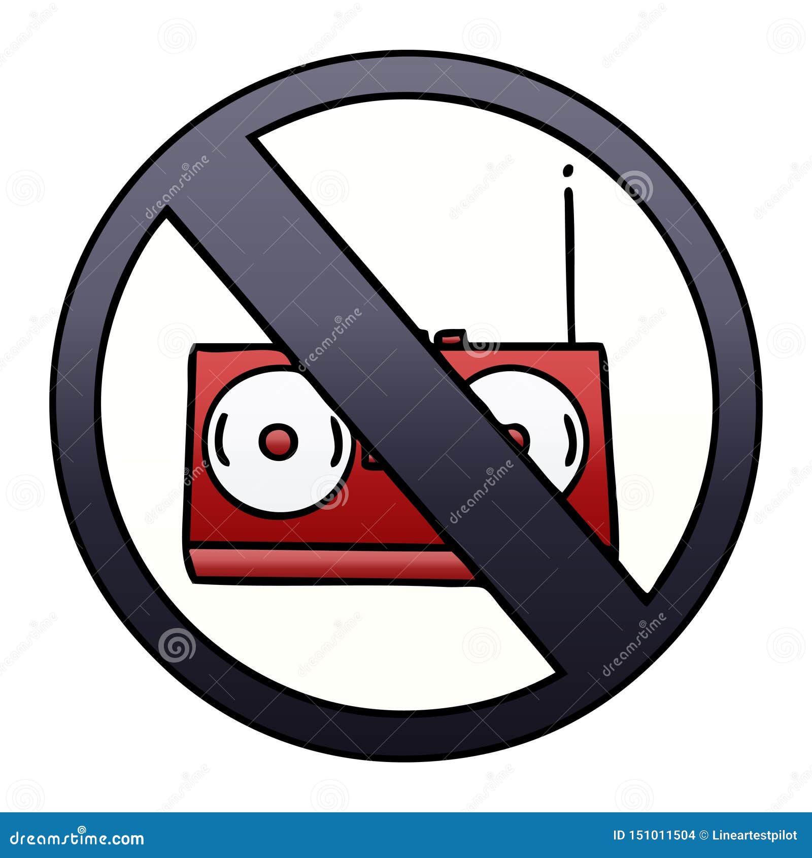 A Creative Gradient Shaded Cartoon No Radio Allowed Sign Stock Vector ...