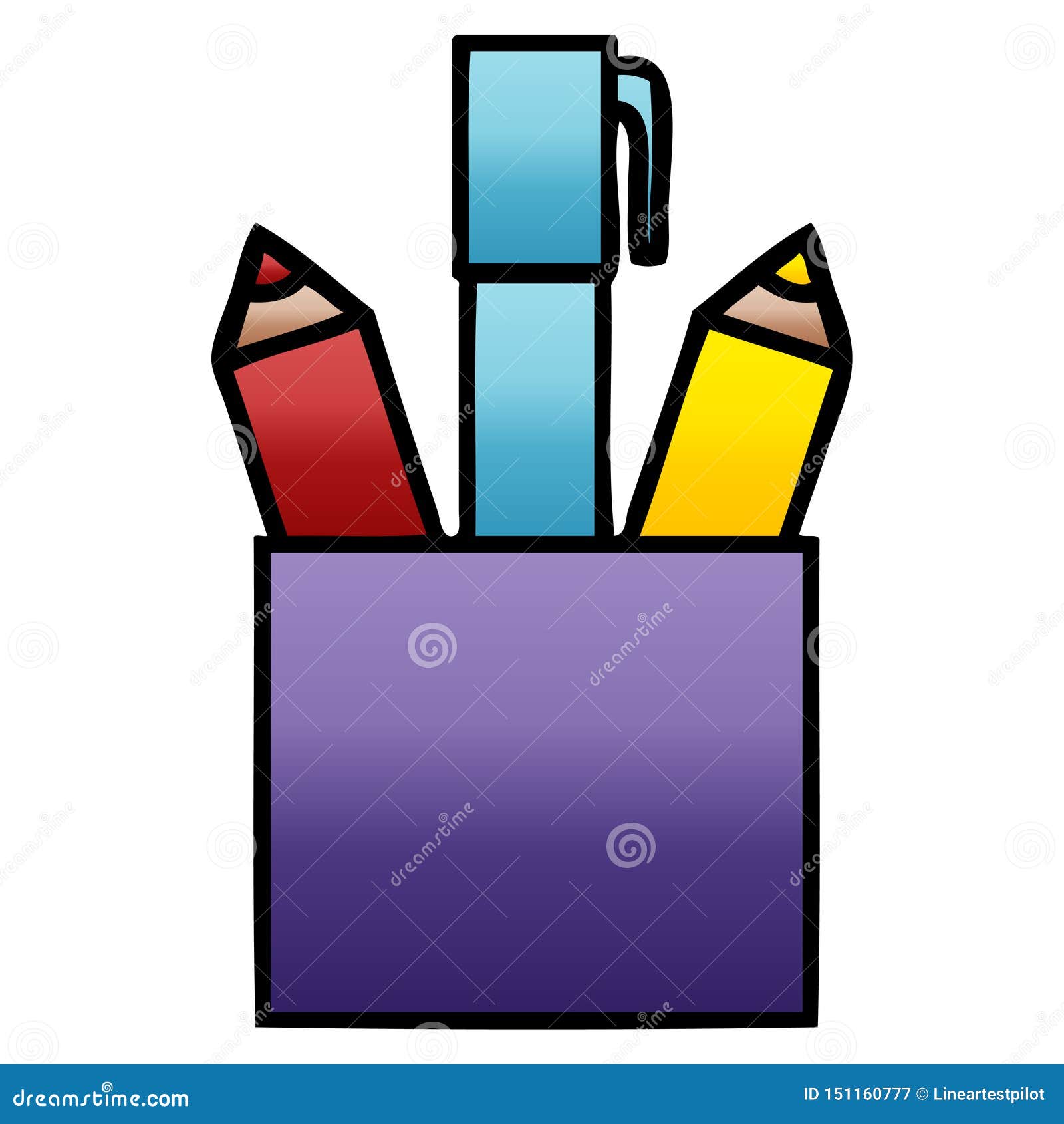 A Creative Gradient Shaded Cartoon Pencil Pot Stock Vector ...