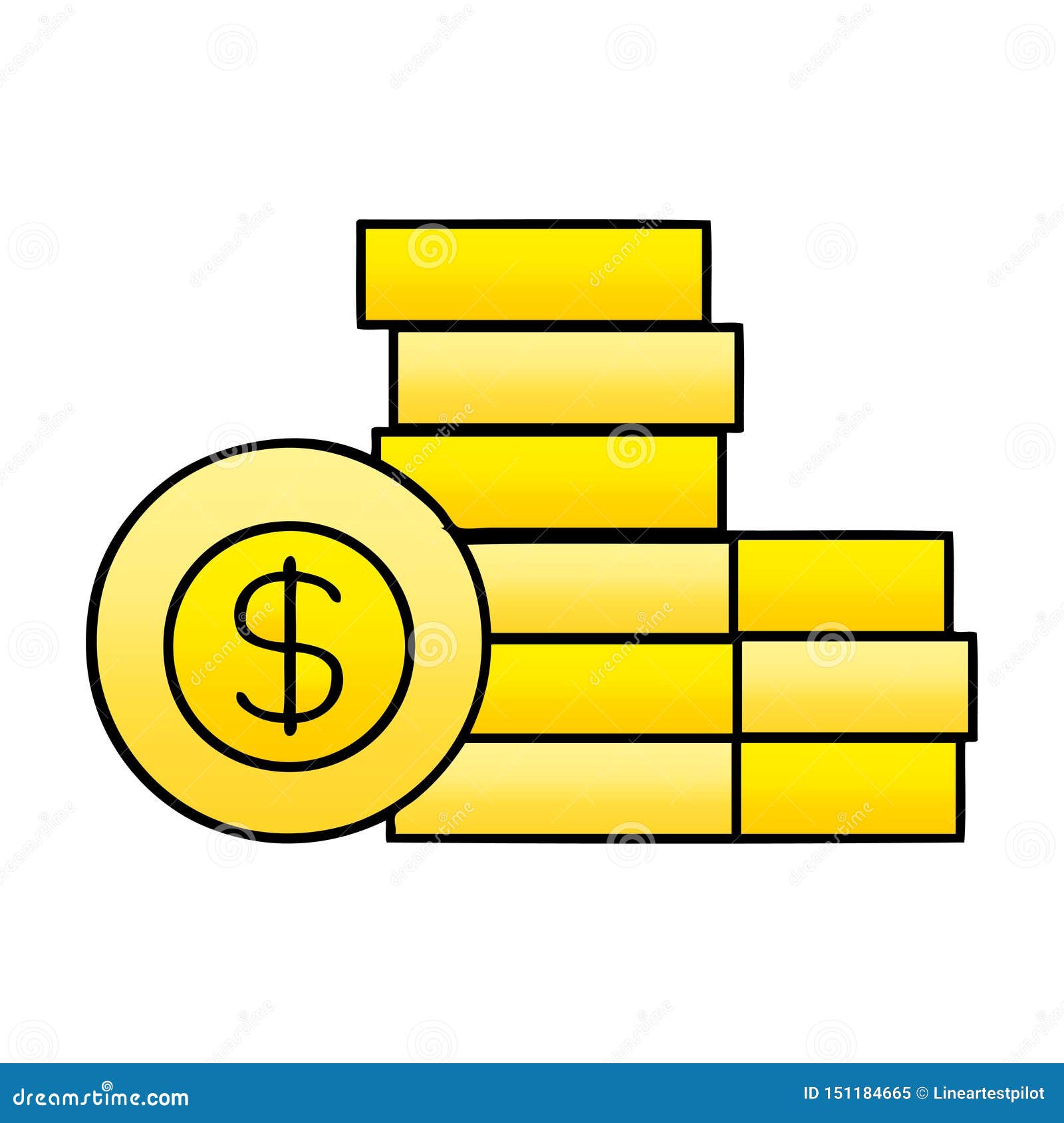 A Creative Gradient Shaded Cartoon Pile of Money Stock Vector ...