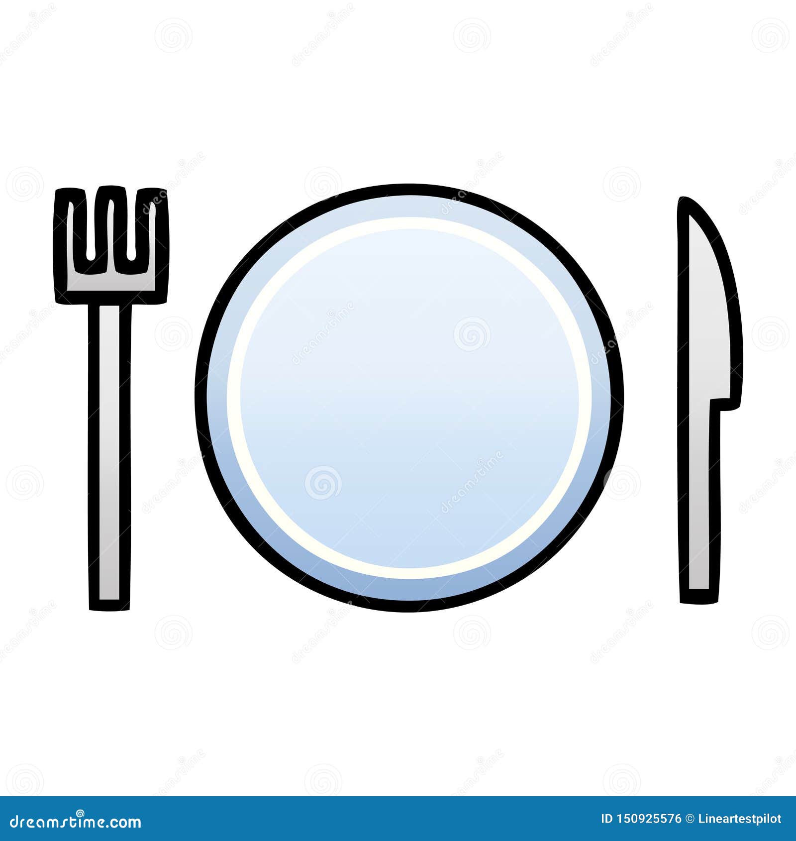 A Creative Gradient Shaded Cartoon Plate and Cutlery Stock Vector ...