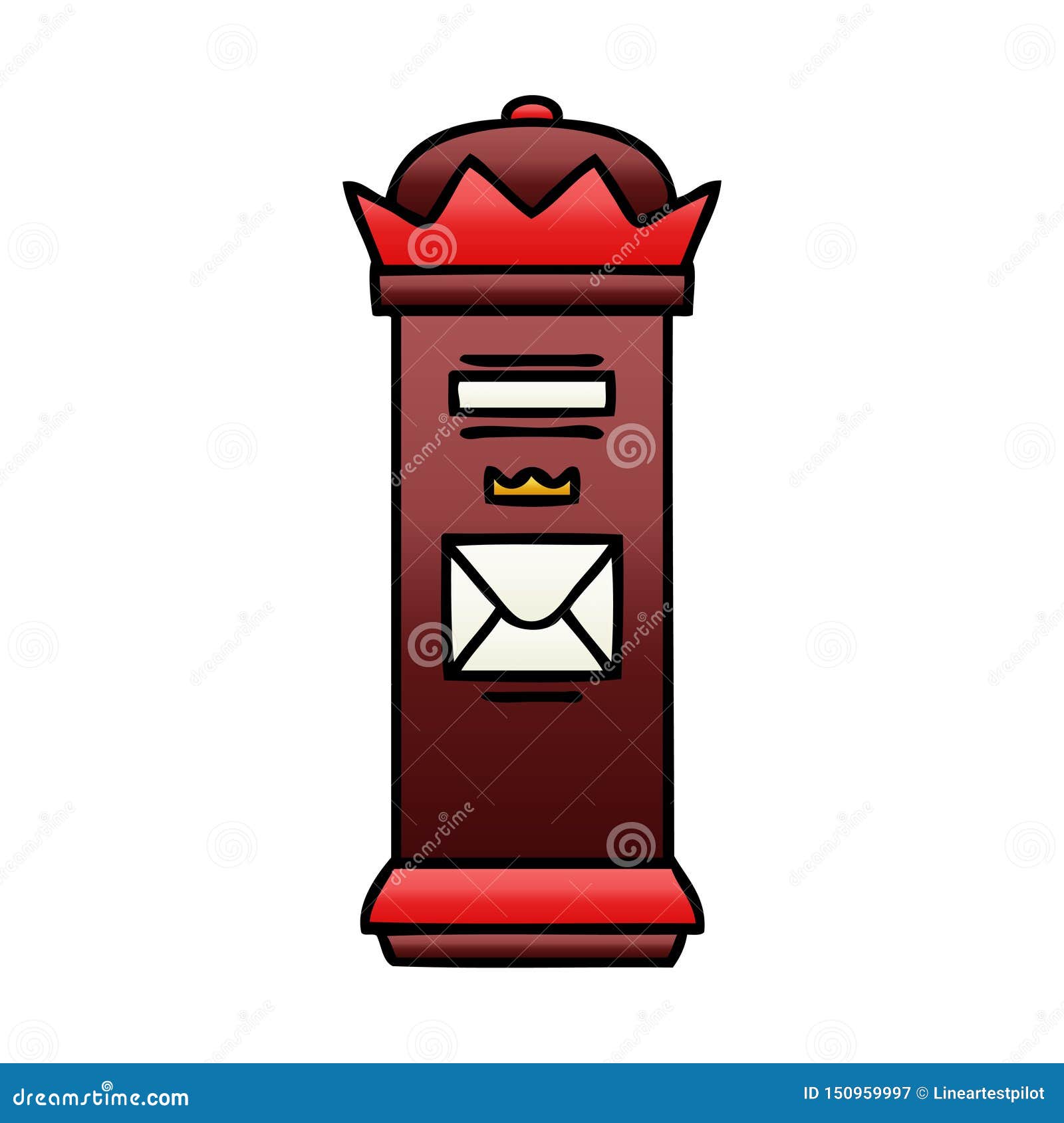 A Creative Gradient Shaded Cartoon Post Box Stock Vector - Illustration ...