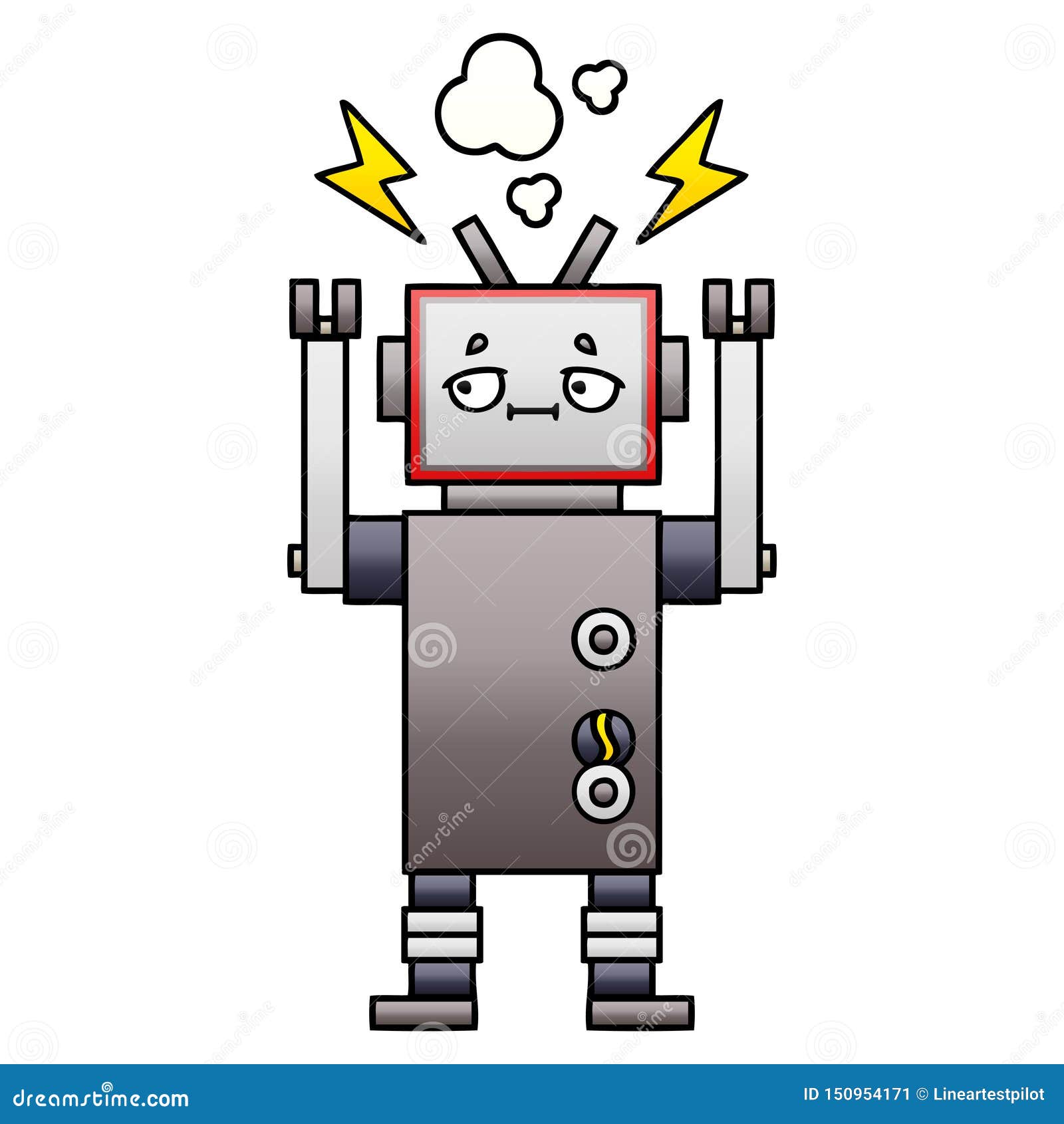 A Creative Gradient Shaded Cartoon Robot Stock Vector - Illustration of ...