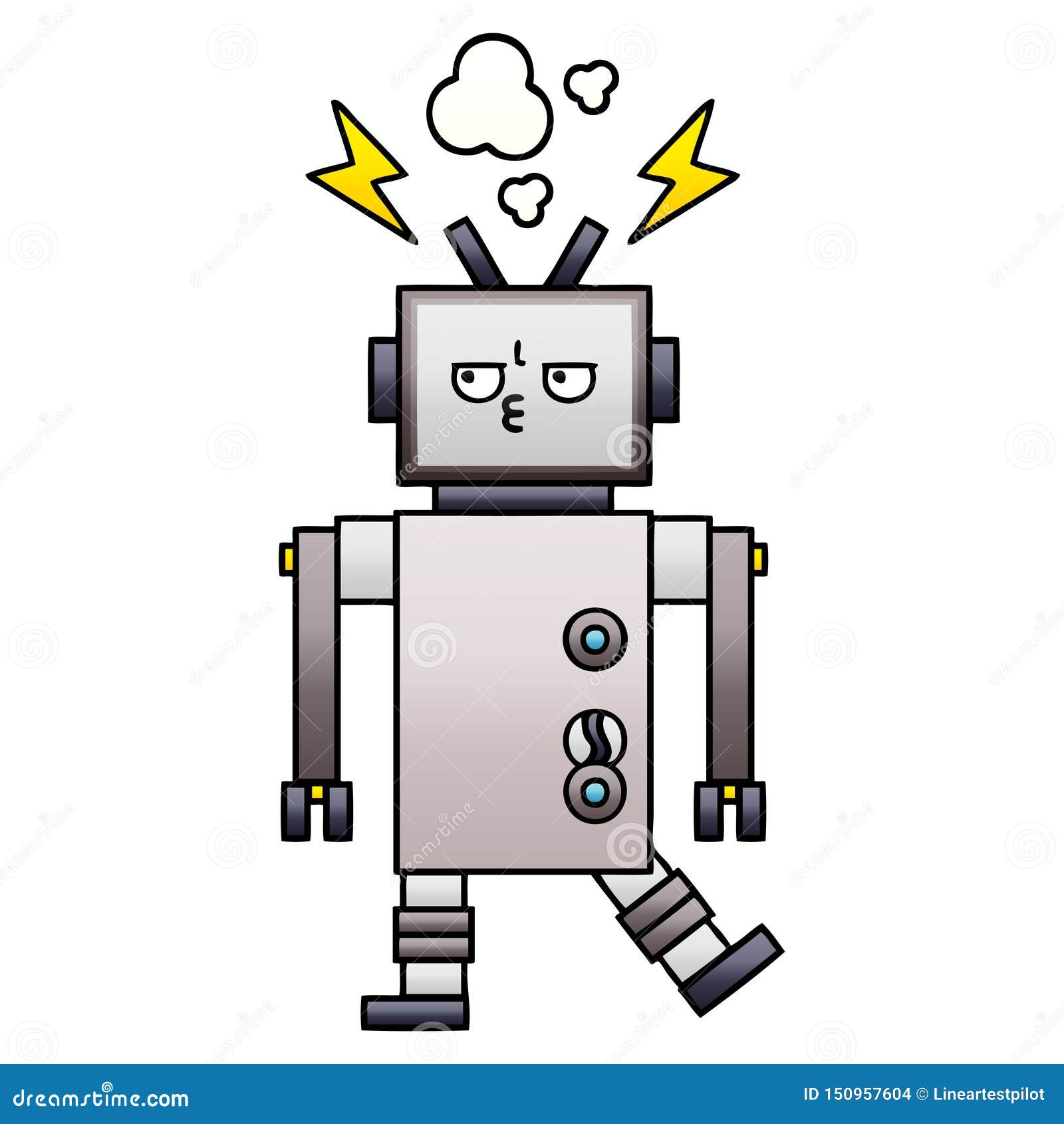 A Creative Gradient Shaded Cartoon Robot Stock Vector - Illustration of ...